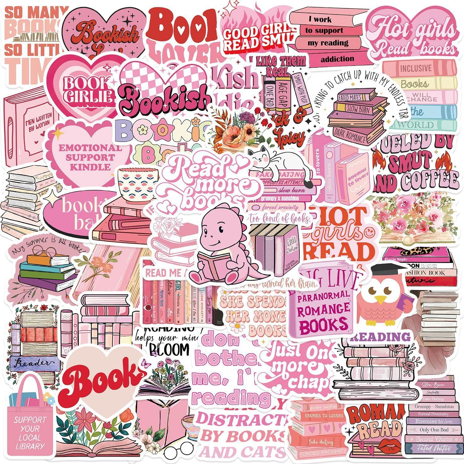 Read Stickers 50 Pcs Funny Cute Bookish Stickers for Laptop Skateboard ...