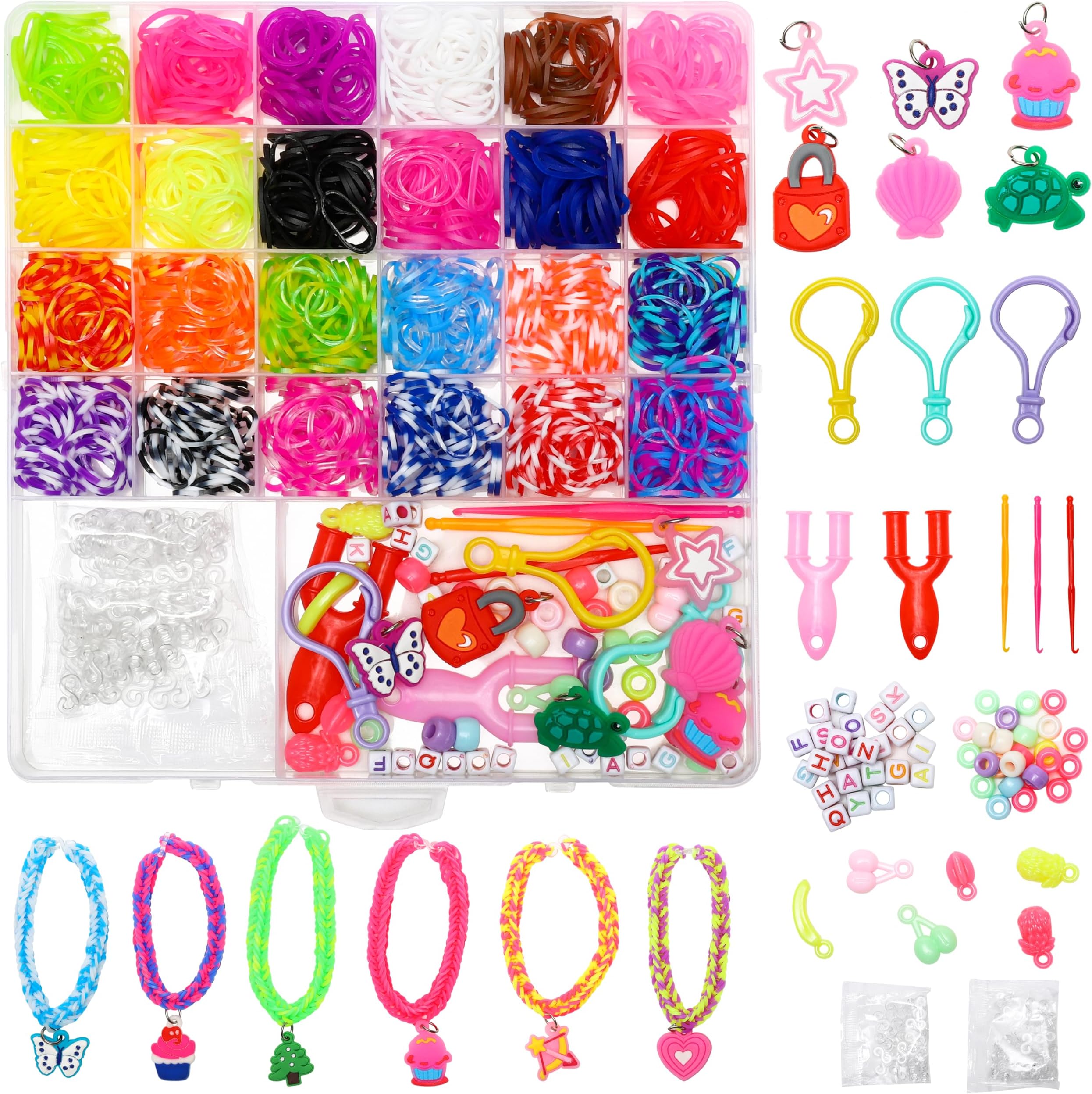 Amazon.com: 400PCS Loom Rubber Bands, S Clip Connectors Rubber ...