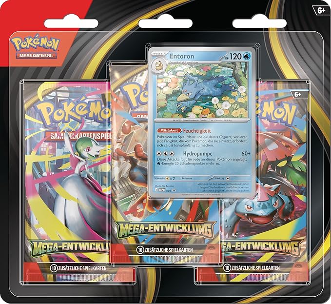 Pokémon-Sammelkartenspiel: 3er-Pack Mega-Entwicklung: Entoron (1 ...