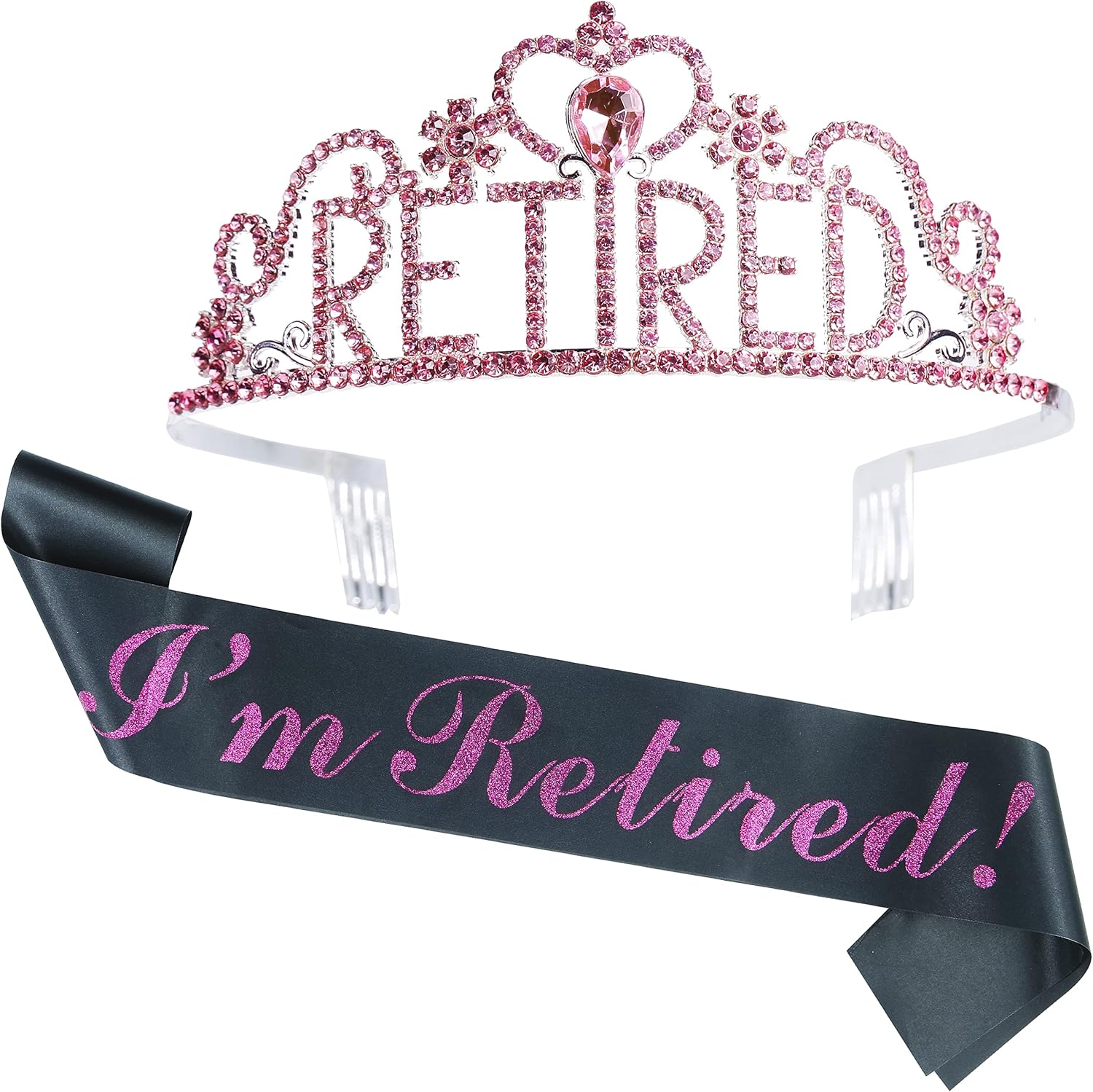 Amazon.com: “I'm Retired” Retirement Sash & Tiara Kit, Retirement Party ...