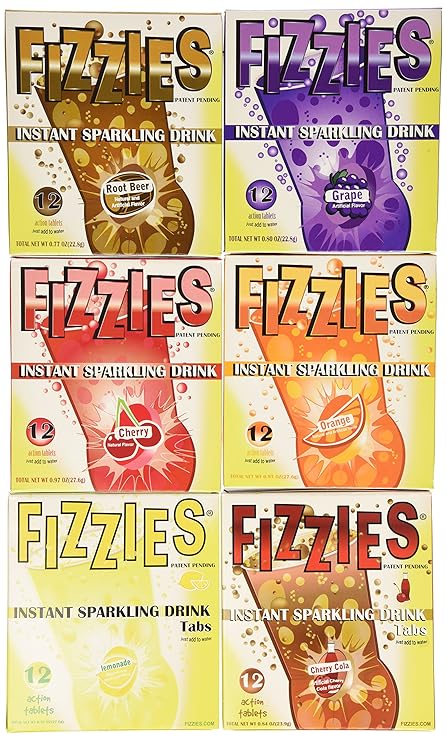 Amazon.com : Fizzies Candy Drink Tablets ASSORTED Six Pack : Powdered ...