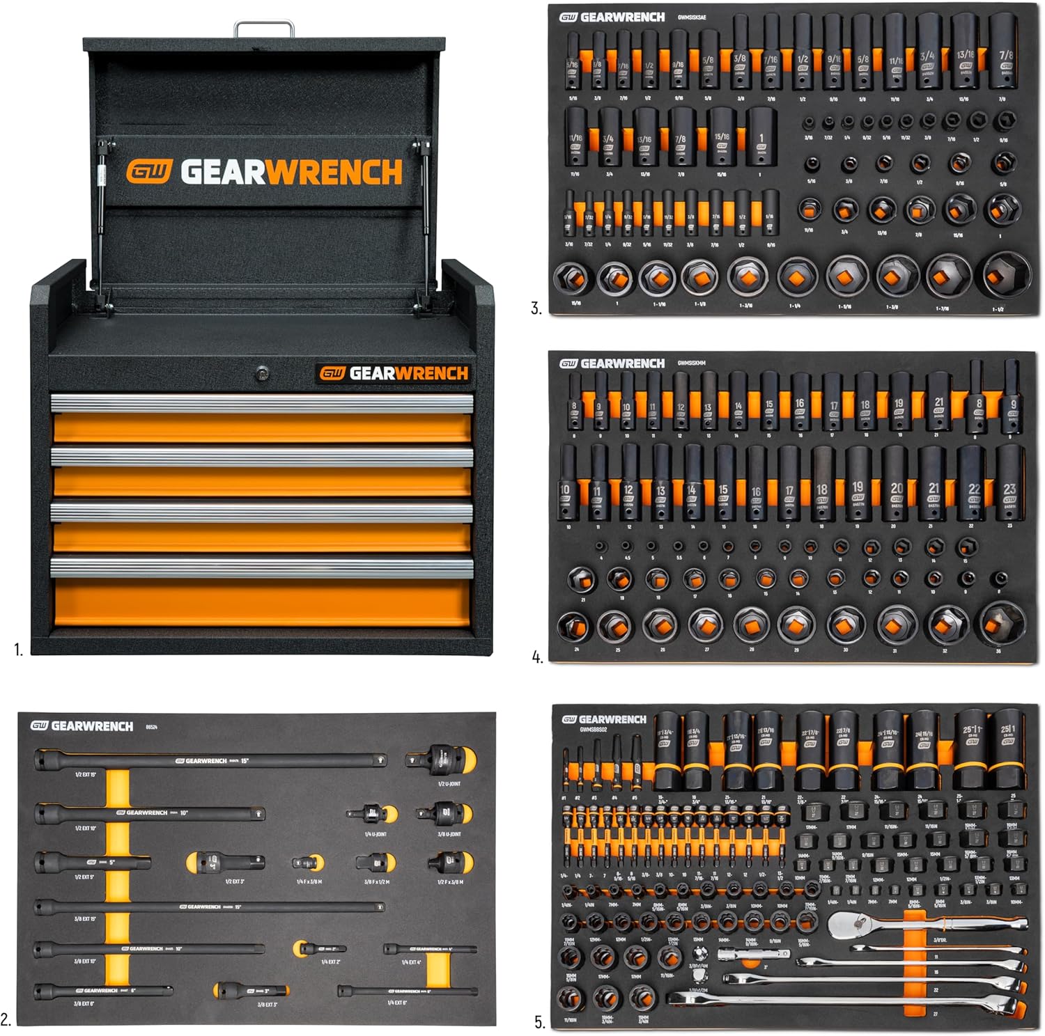 GEARWRENCH 243-Piece Impact Tools Modular Set| 26" 4 Drawer GSX Series ...