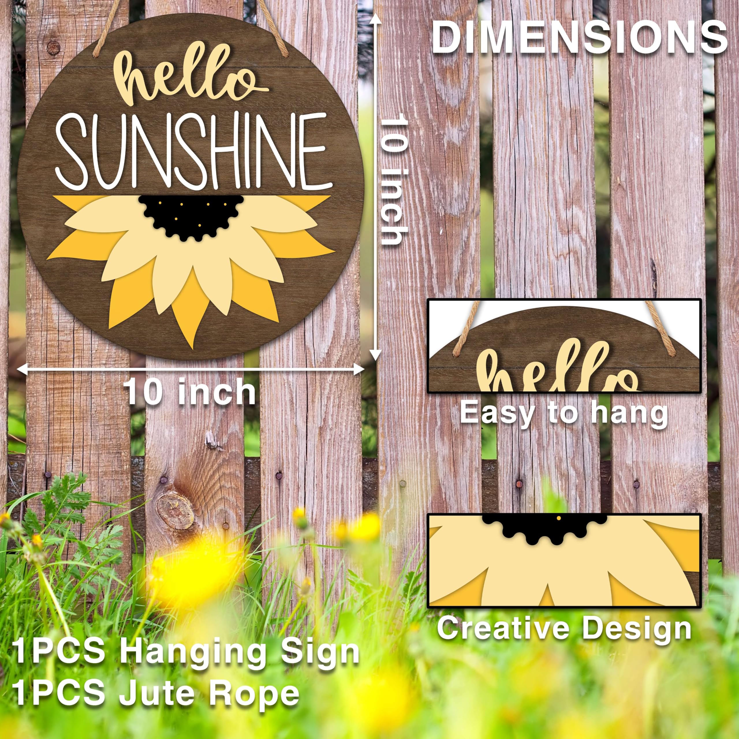 Snapklik.com : Hello Sunshine Decorations For Home, 10" Farmhouse ...