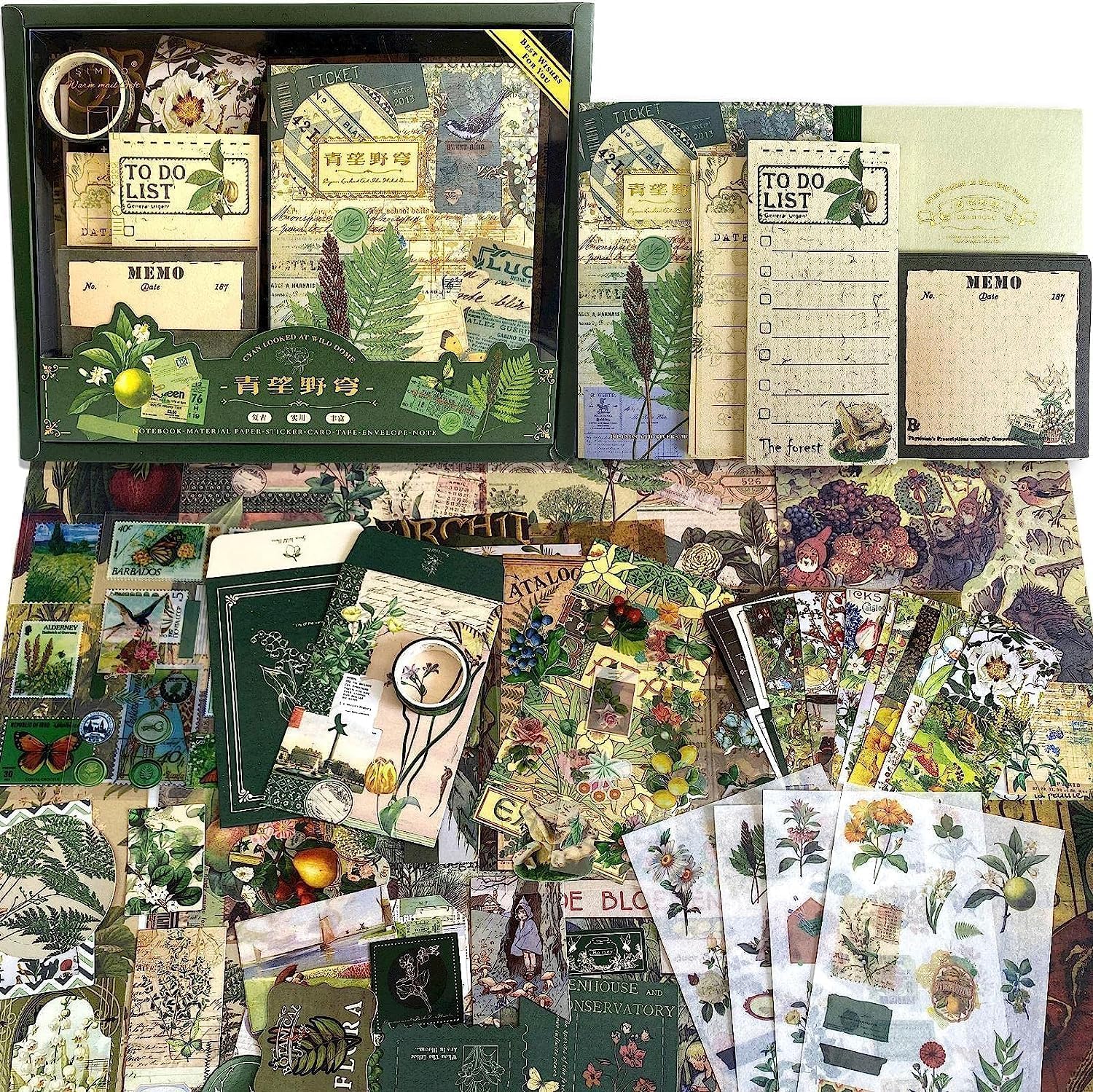 RANUR Vintage Aesthetic Scrapbook Kit with Stickers, Art Bullet Junk ...
