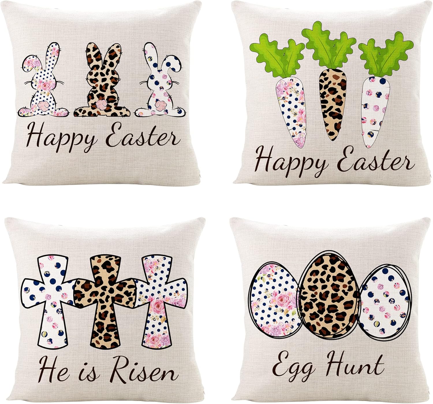 Amazon.com: Jbralid Happy Easter Pillow Covers 18x18 Inch Set of 4 ...