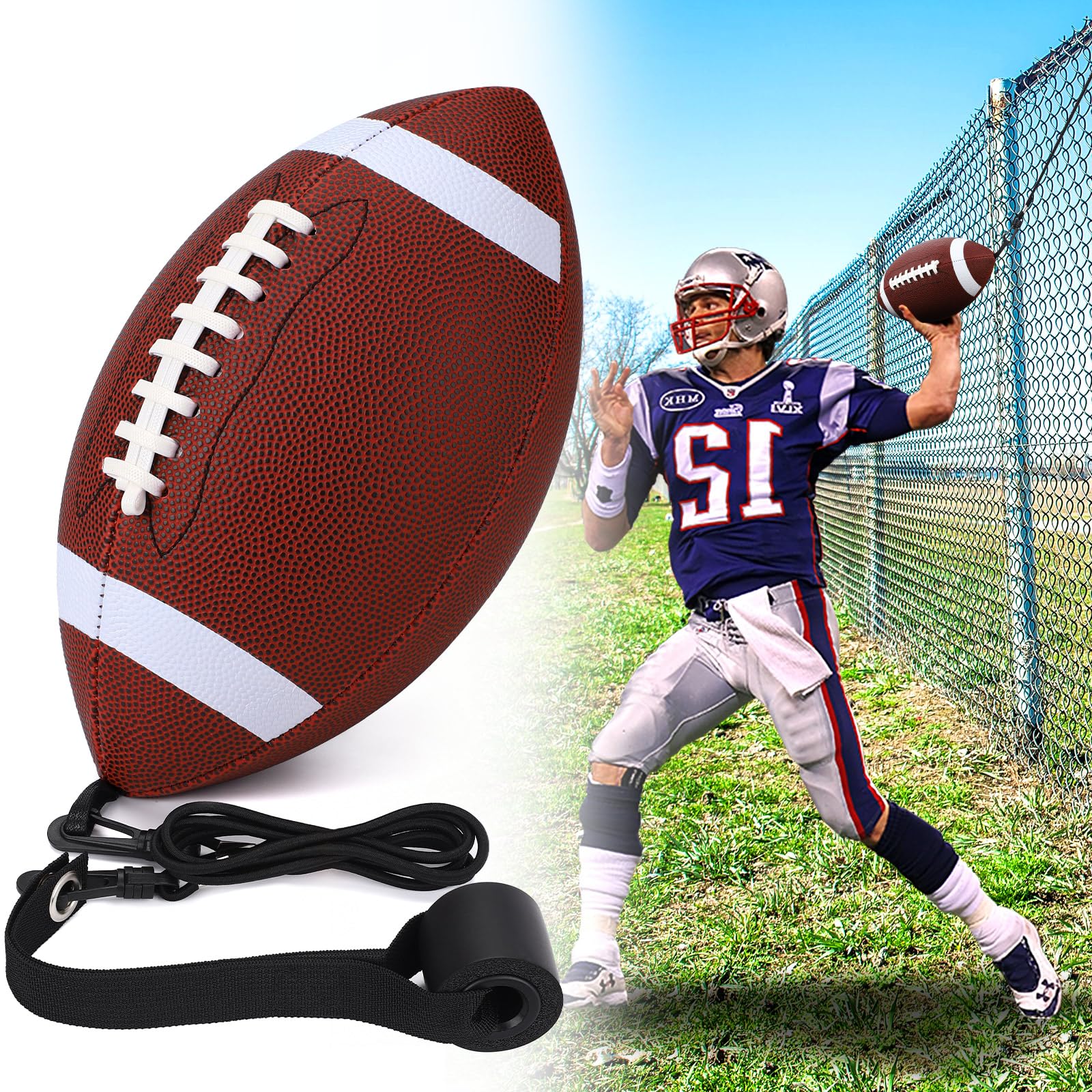 Amazon.com : TOBWOLF Football Throw Trainer, Football Bungee Catching ...