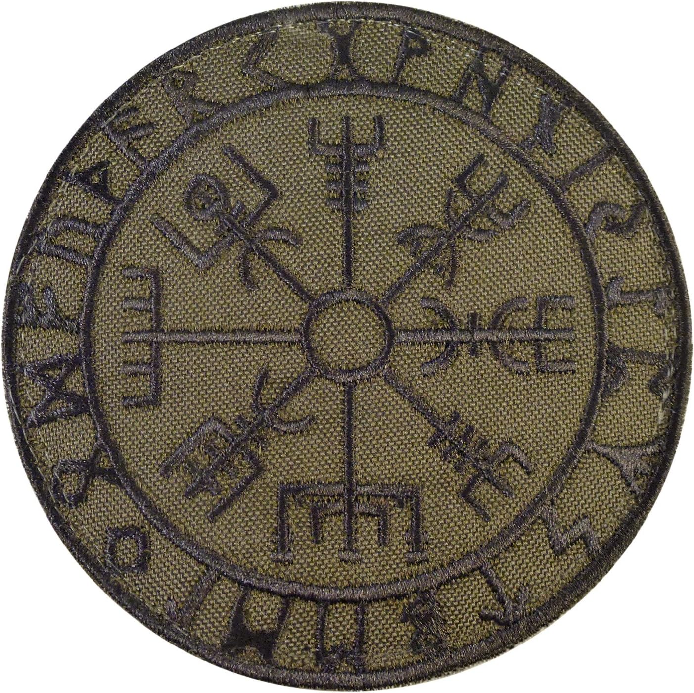 Amazon.com: Viking Compass Embroidered Patch Black White Vegvísir Iron ...