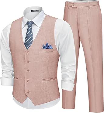 Saruit Men’s Linen Suit Slim Fit 2 Piece Lightweight Summer Suits Beach ...
