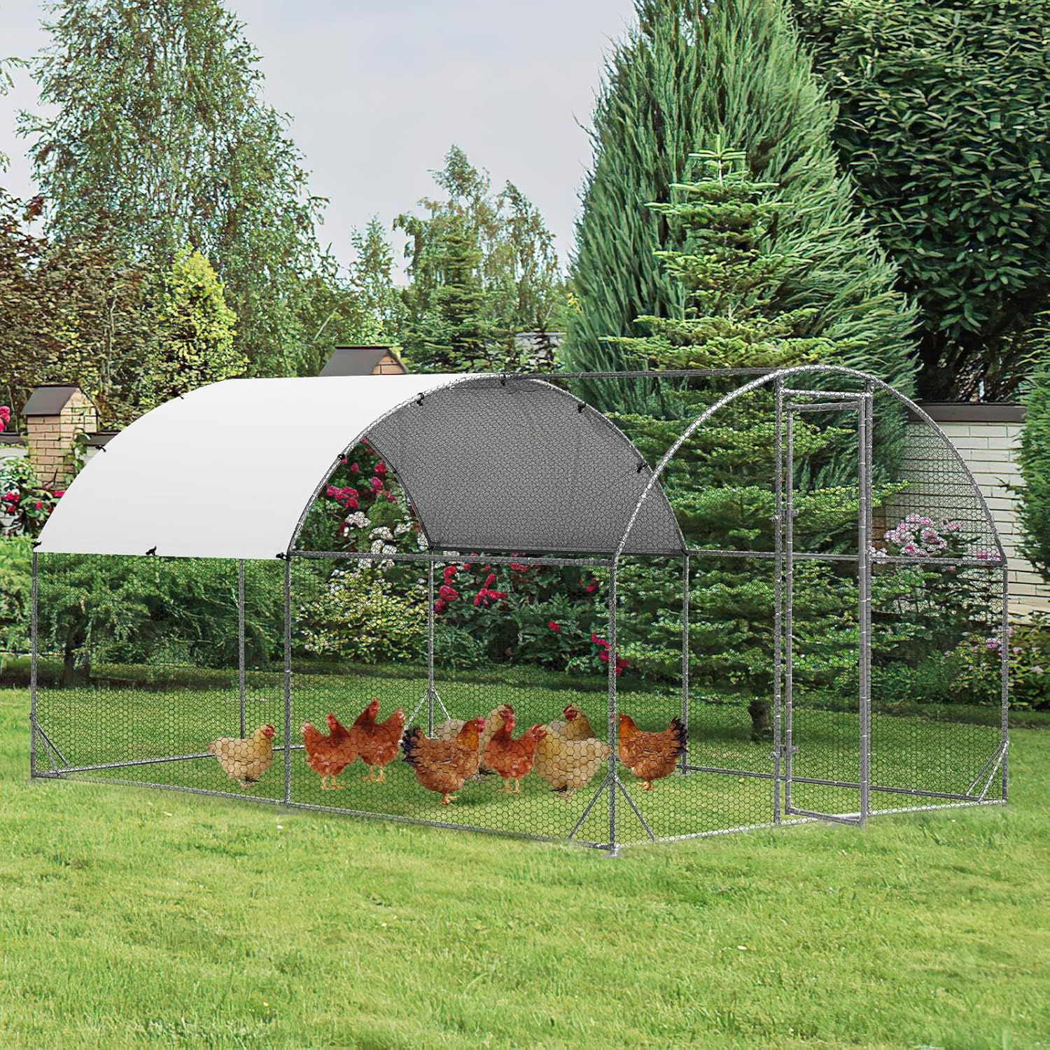 Amazon.com : Giantex 12.5ft Metal Chicken Coop, Galvanized Walk-in ...