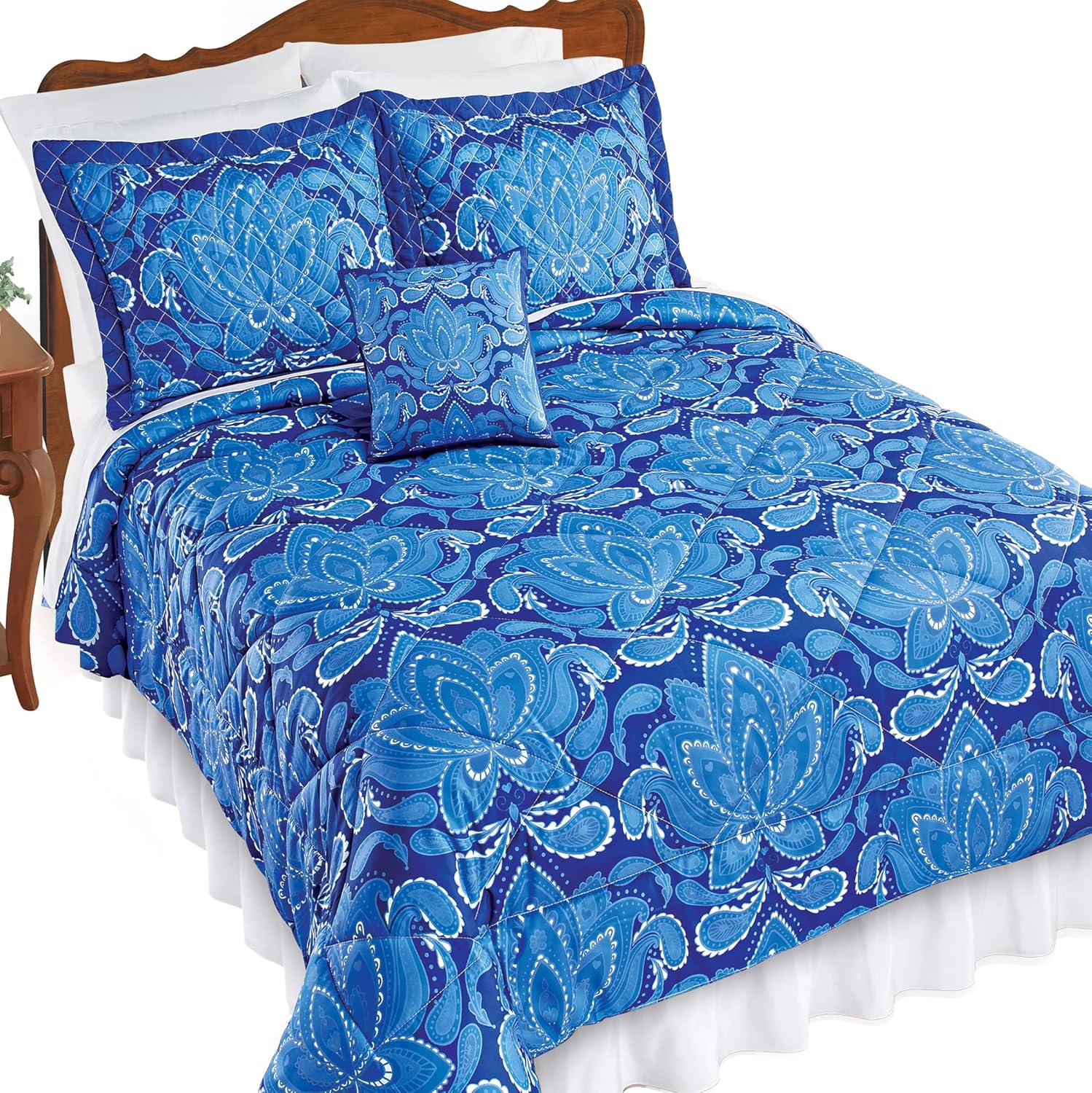 Amazon.com: Collections Etc 3-Piece Blue Paisley Comforter Set with ...