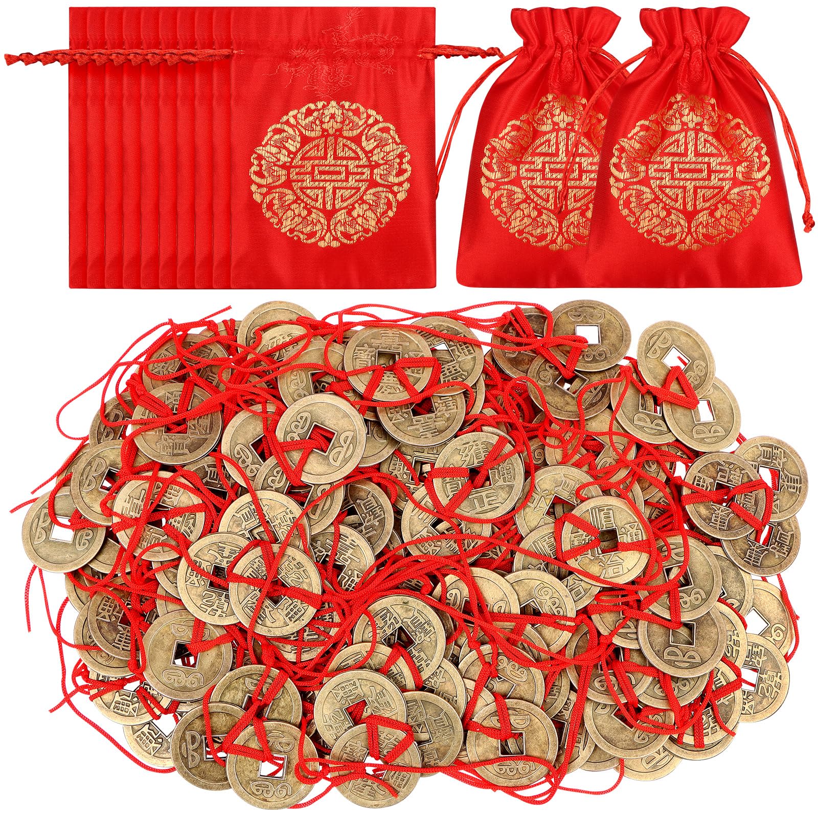 Amazon.com: 60 Sets Chinese Lucky Coins Feng Shui Coins Bulk Good Luck ...