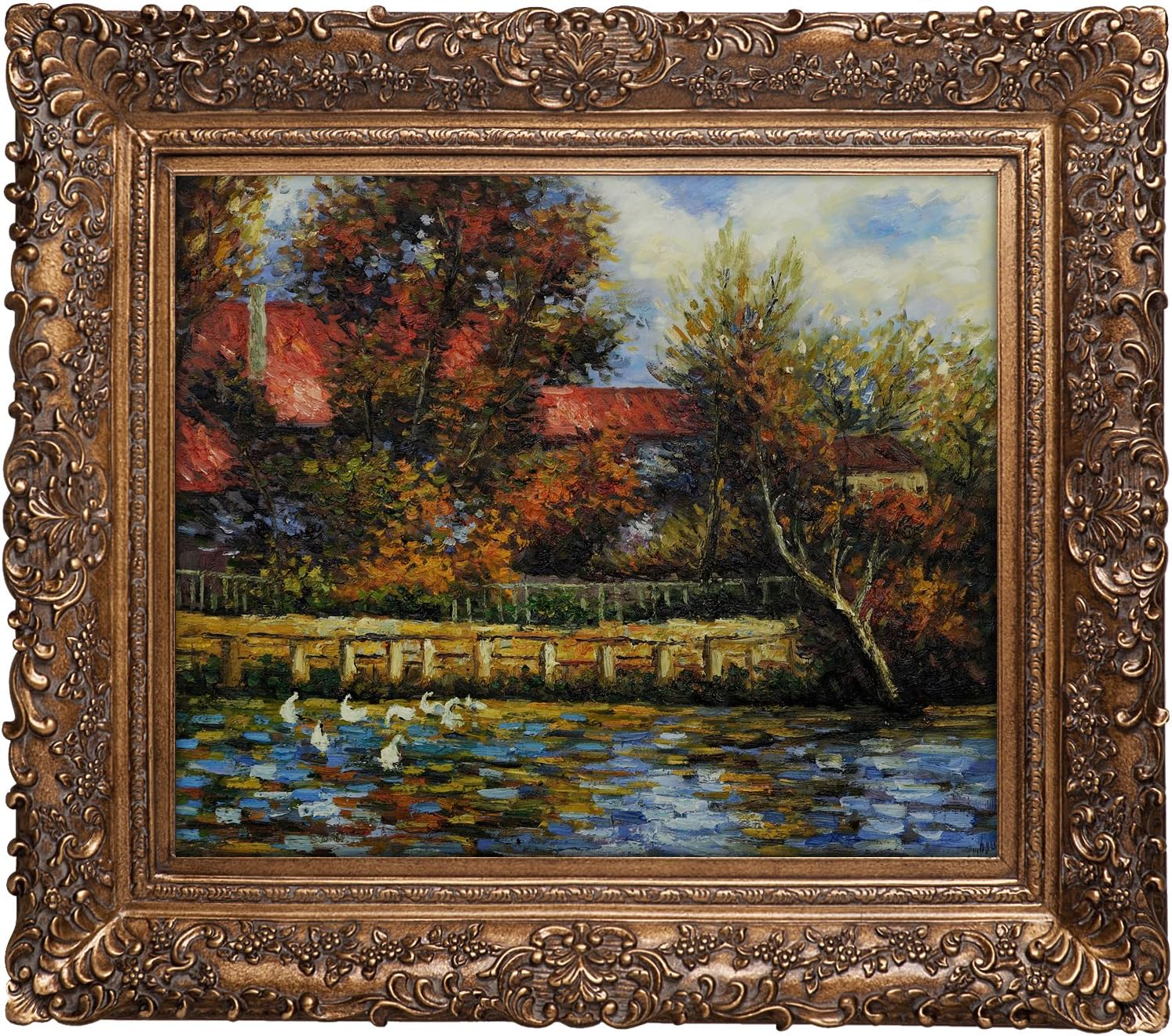 overstockArt The Pond with Ducks in Autumn 1873 by Monet with Burgeon ...