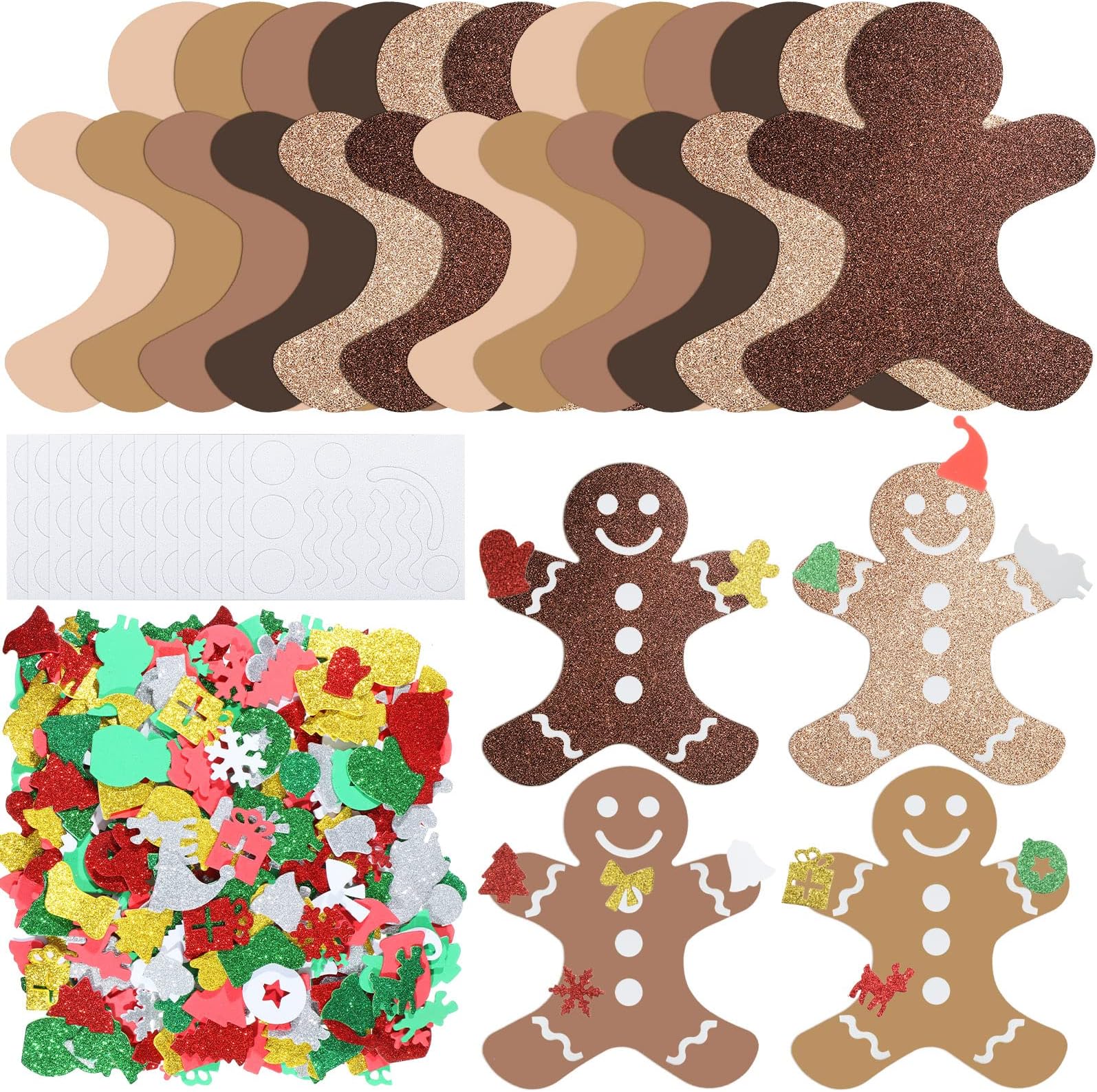 Amazon.com: 324 Pcs Christmas Gingerbread Man Craft Kit DIY Glitter ...