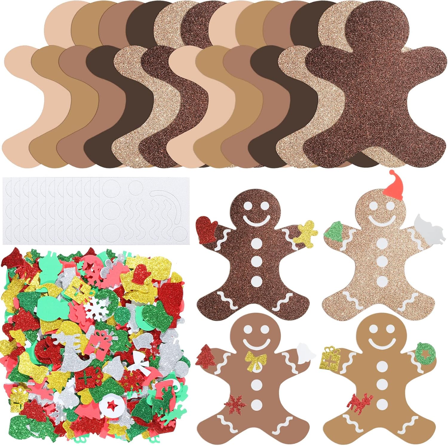 Amazon.com: 324 Pcs Christmas Gingerbread Man Craft Kit DIY Glitter ...