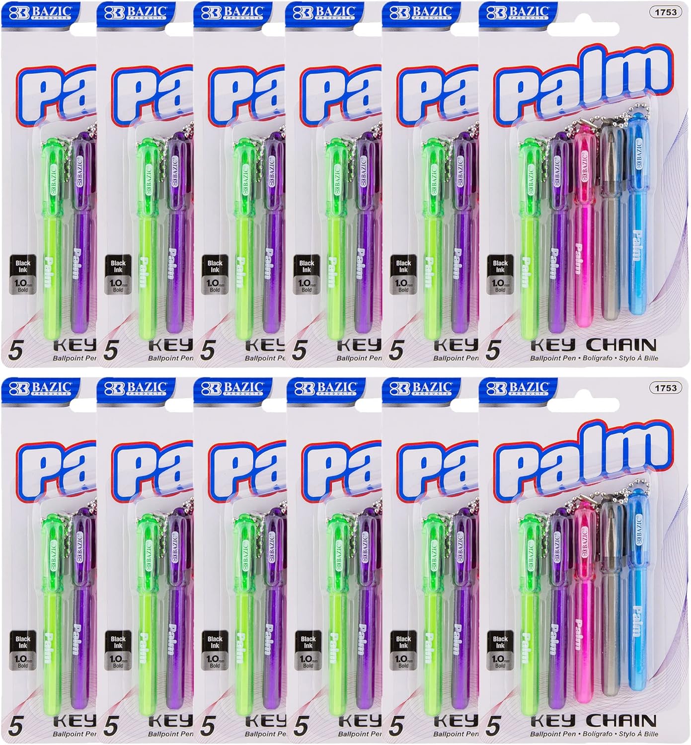 Amazon.com : BAZIC Ballpoint Pen Palm Mini Pens w/Key Ring, Black Ink 1 ...