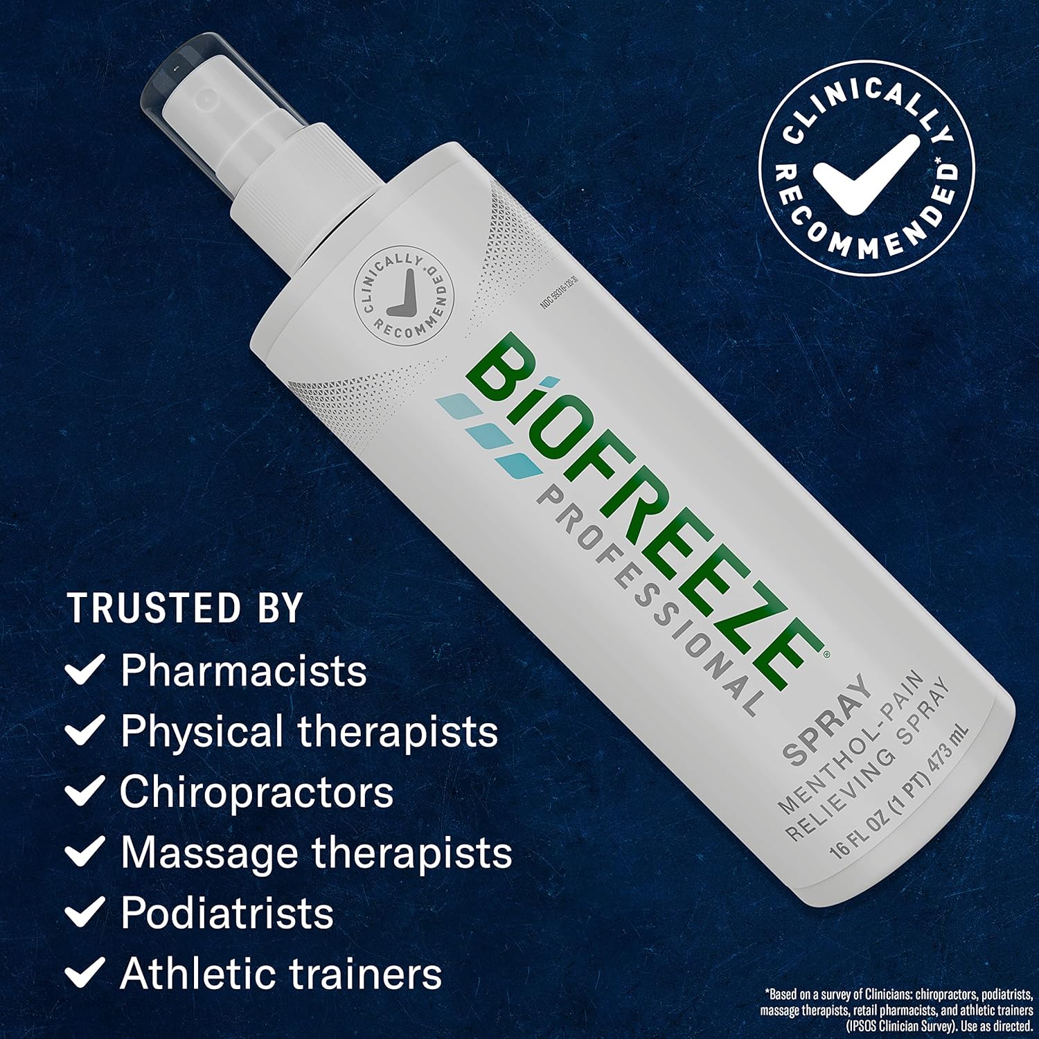 Biofreeze Spray profesional para aliviar el dolor de mentol de 16 onzas ...