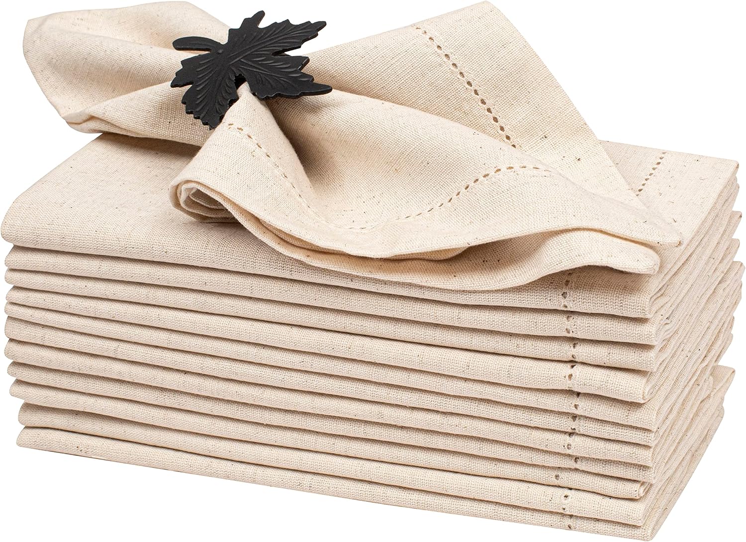 Amazon.com: Lightnpro Flax Linen Napkins Set of 12 – Hemstitched Dinner ...