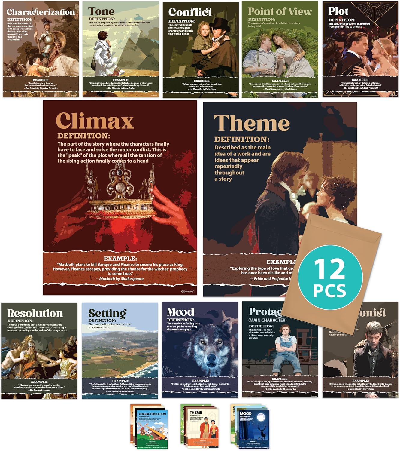 12 Literary Elements Posters, 11x14in Elements of Literature Posters ...