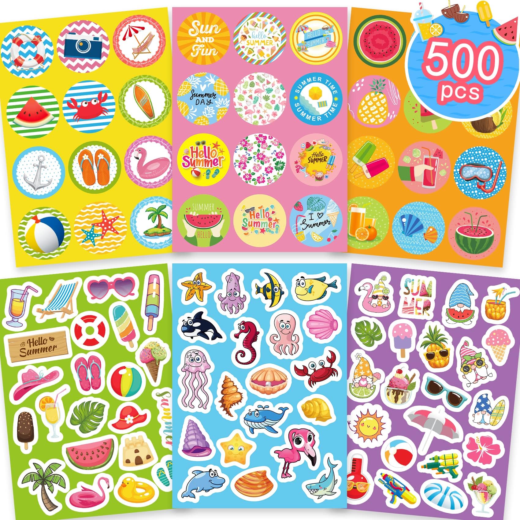 Amazon.com: Partywind 32 Sheets (500 PCS) Hawaiian Stickers for Party ...