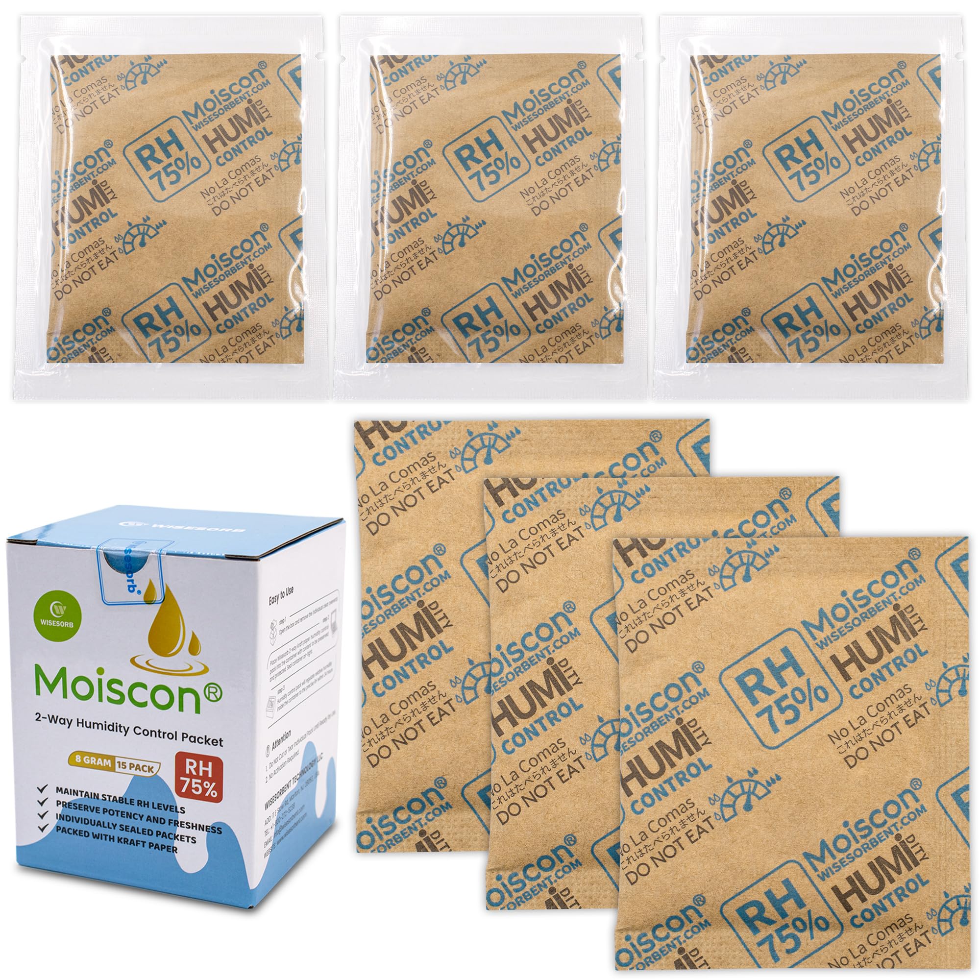 Amazon.com: Wisesorb 75% RH 8 Gram Two-Way Humidity Control Packs for ...
