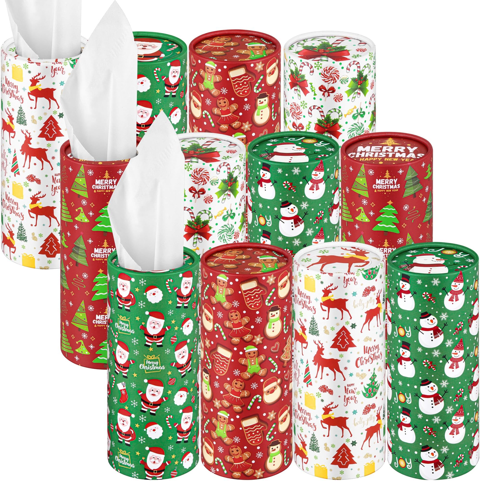 Amazon.com: TURSTIN 12 Pieces Christmas Car Tissues Boxes Xmas Round ...