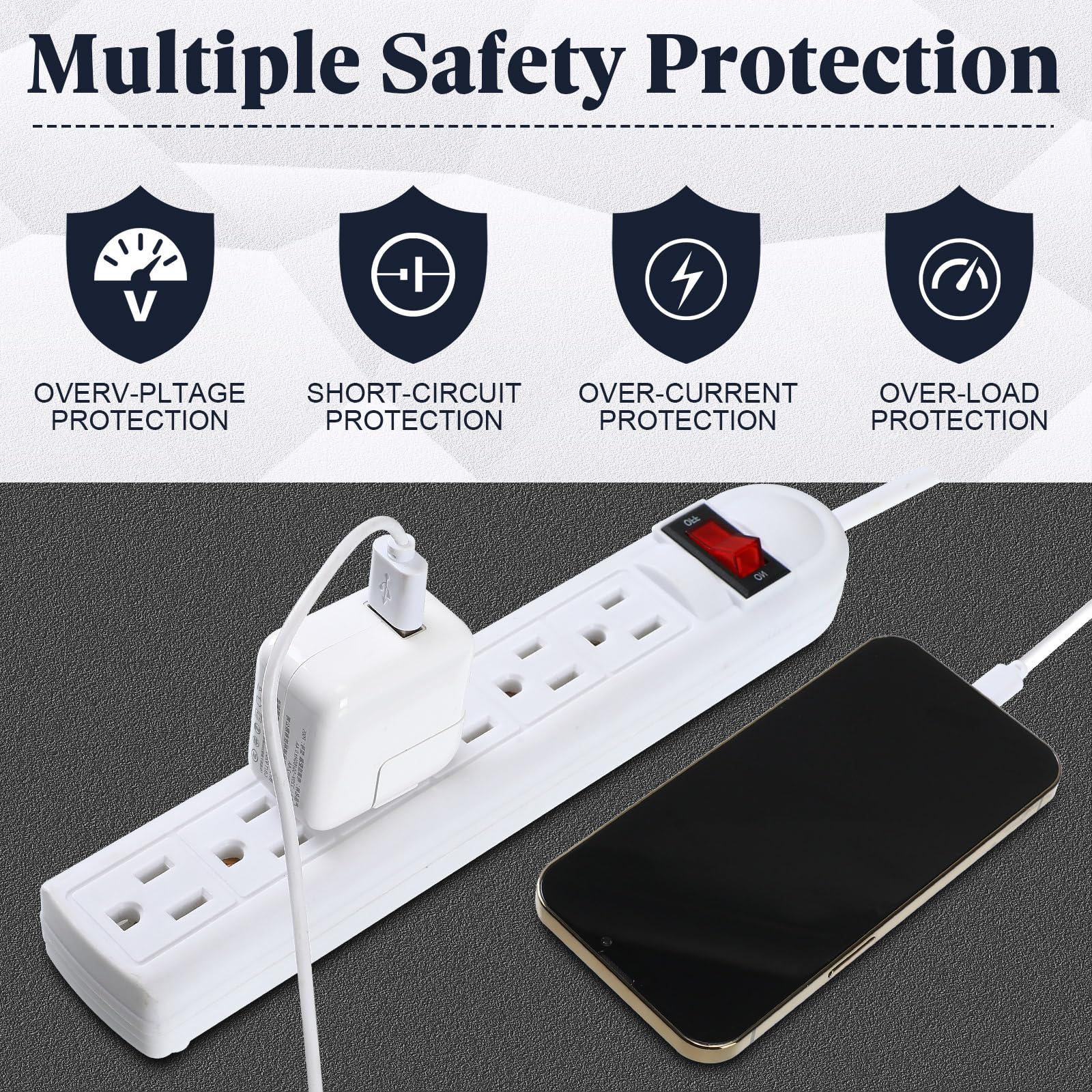 Snapklik.com : 20 Pack 6 Outlet Power Strip Surge Protector 4 Ft Cord ...