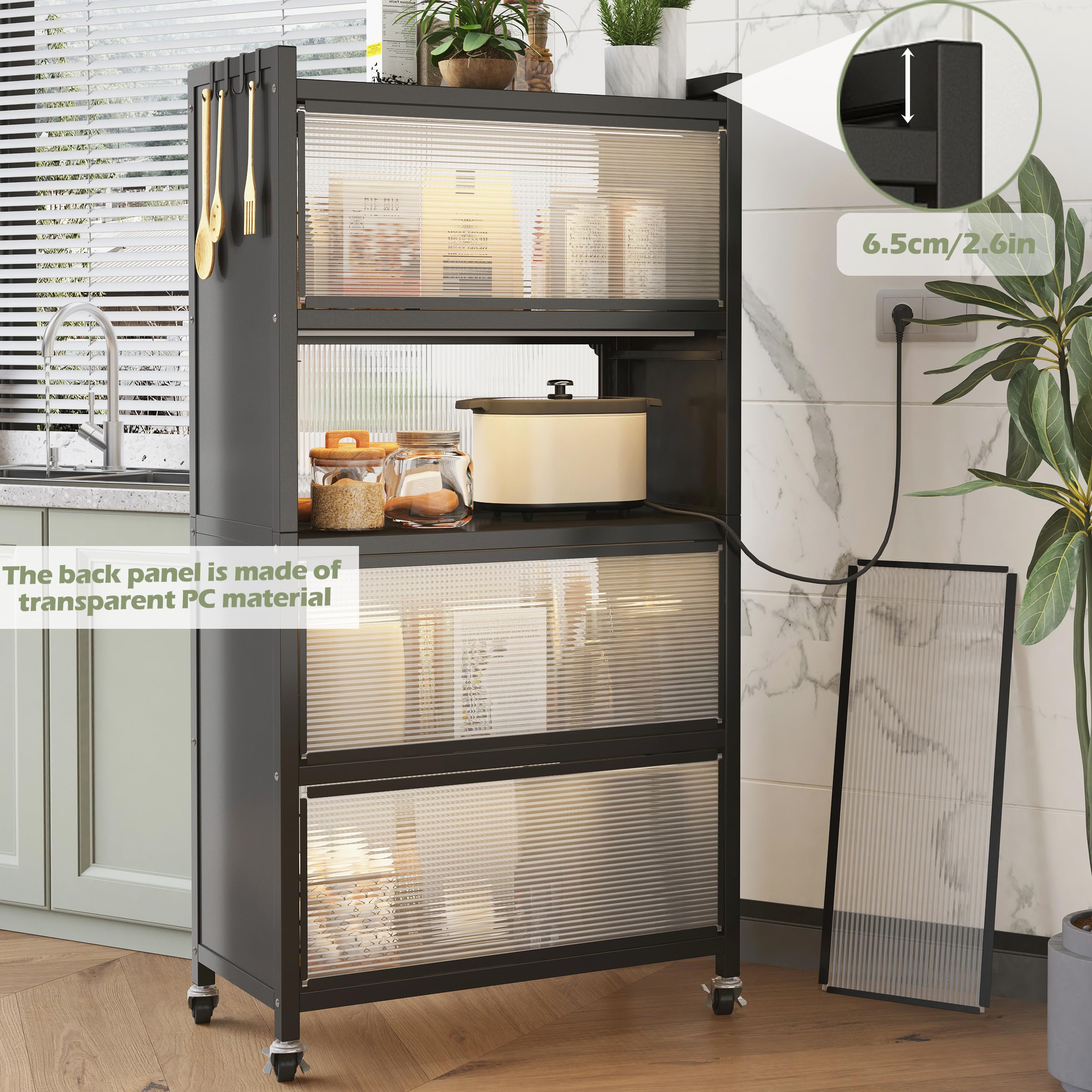 Snapklik.com : COVAODQ 5 Tier Pantry Storage Cabinet Baker Racks For ...