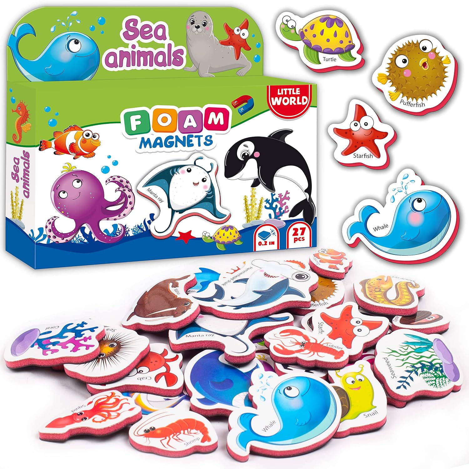 Buy Little World Large Set of 27 Foam Fridge Magnets for Toddlers 1-3 ...