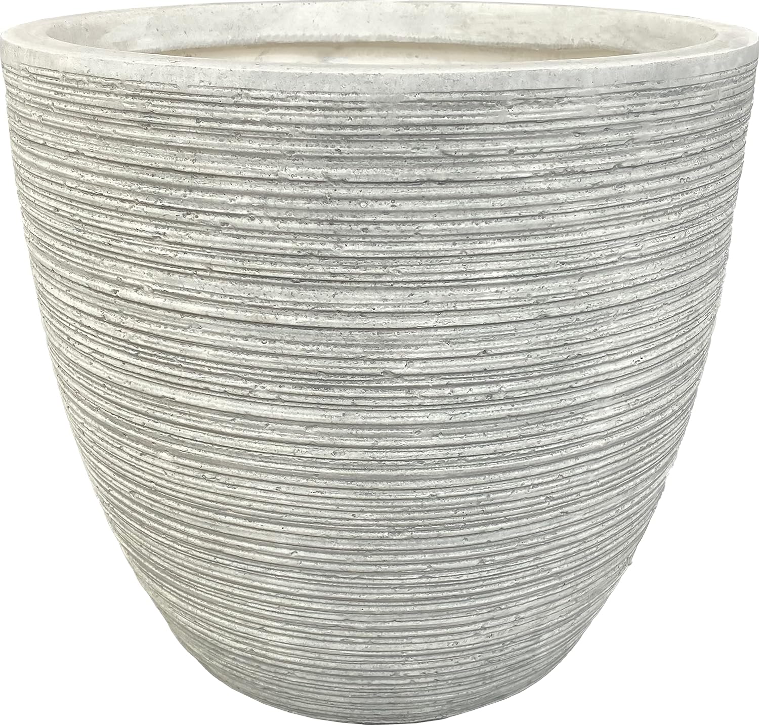 Coastal Two Toned Ribbed Round Fiberglass Indoor/Outdoor Planter Pot ...
