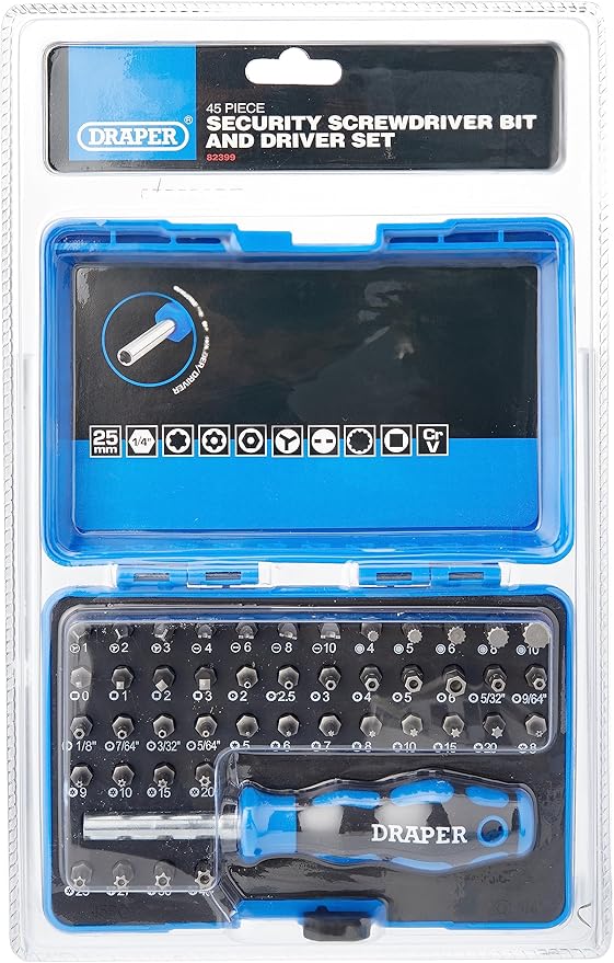 45 Piece Security Screwdriver Bit and Driver Set - Draper 82399 ...