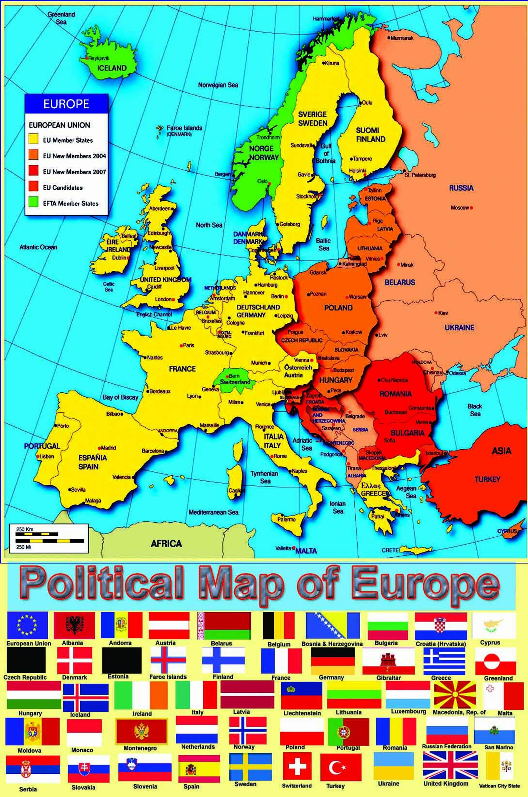 Wisdom Learning Europe & Flags Map - Childrens Wall Chart Educational ...