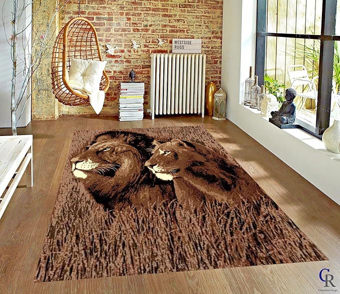Amazon.com : Safari Lion and Lioness Modern Animal Print African Theme ...