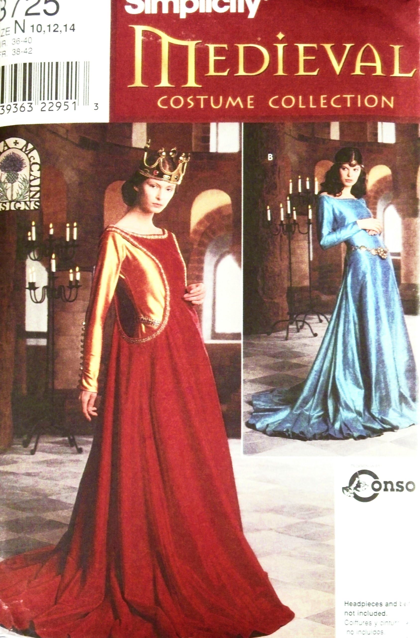 Amazon.com: Simplicity 8725 Medieval Costume Pattern Size 16-18-20 ...