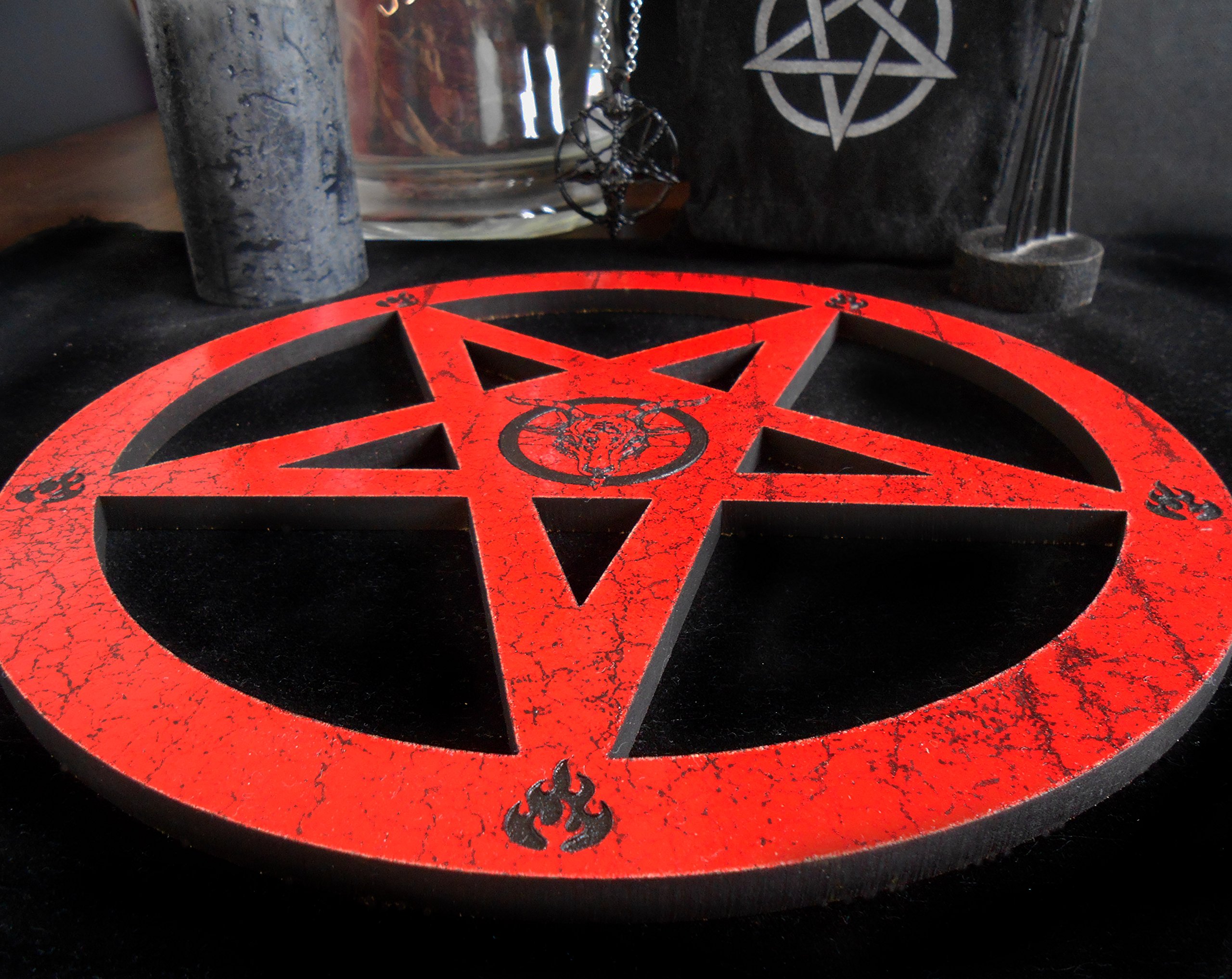 Buy Inverted pentacle satanic red Baphomet ritual altar Online at ...