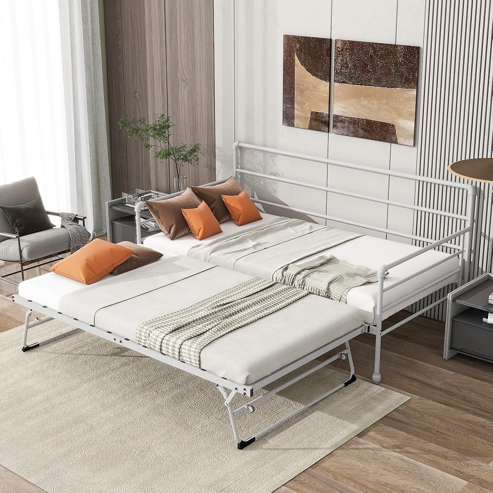 $43/mo - Finance Twin Daybed with Trundle, Metal Daybed with Pop Up ...