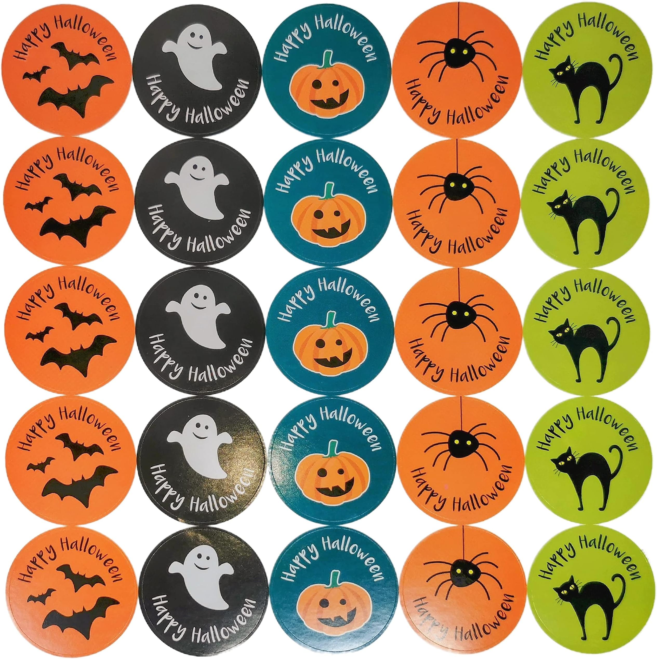 200x Halloween Stickers for Kids – 4cm Round – Assorted Designs ...