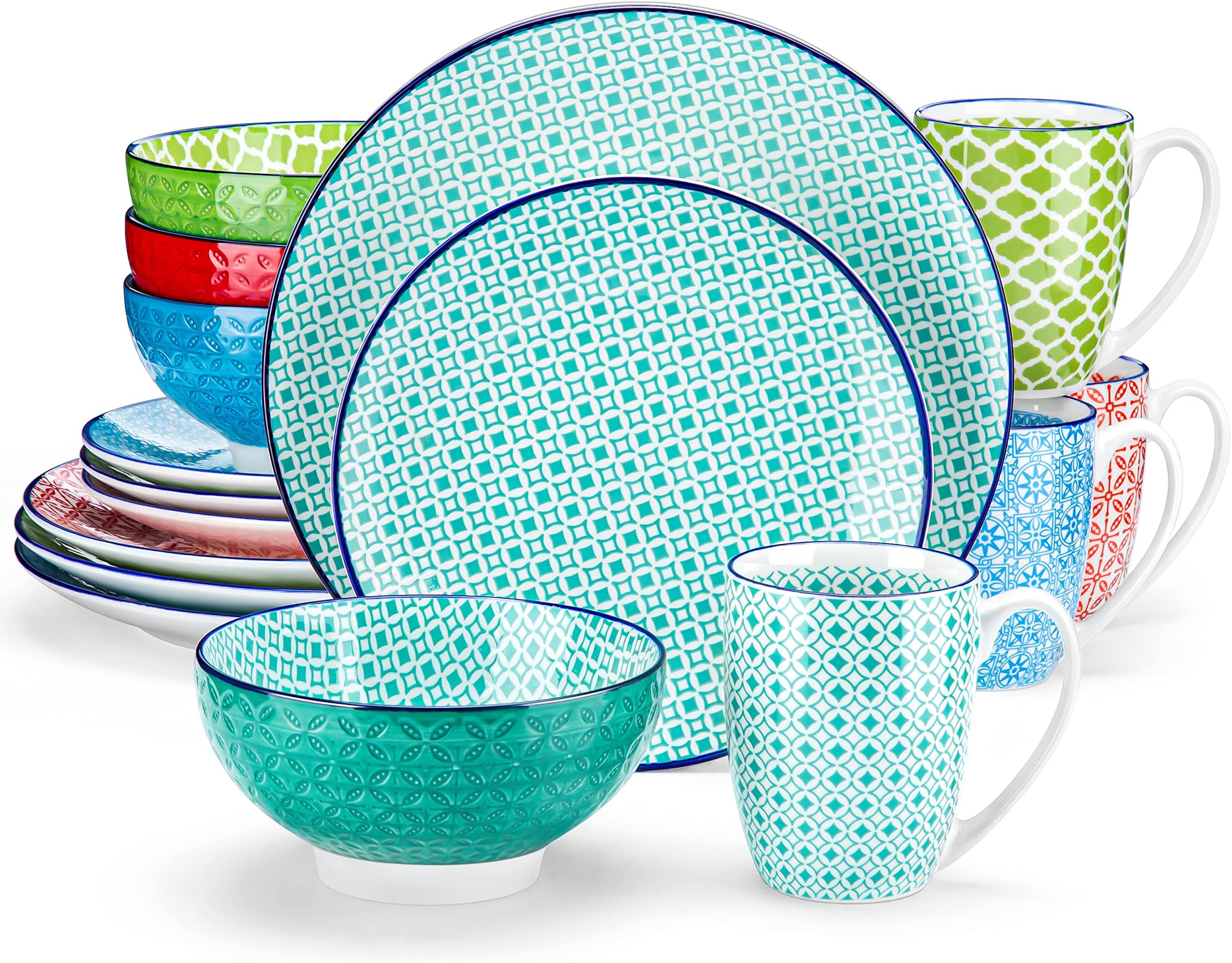 Waterside - 24 Piece Rainbow Stripe Dinner Set : Amazon.co.uk: Home ...
