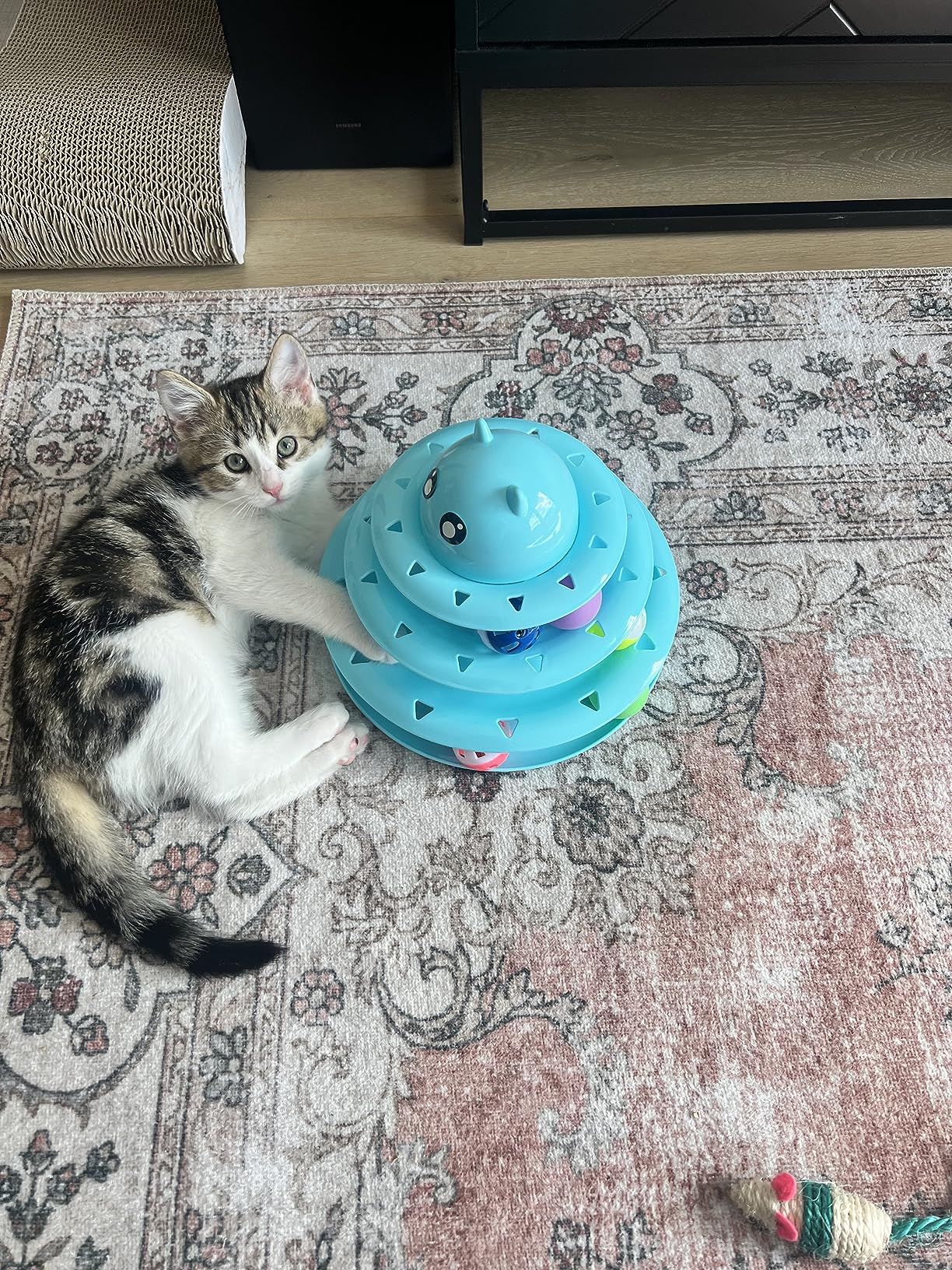 UPSKY Cat Toy Roller 3-Level Turntable Cat Toys Balls with Six Colorful ...