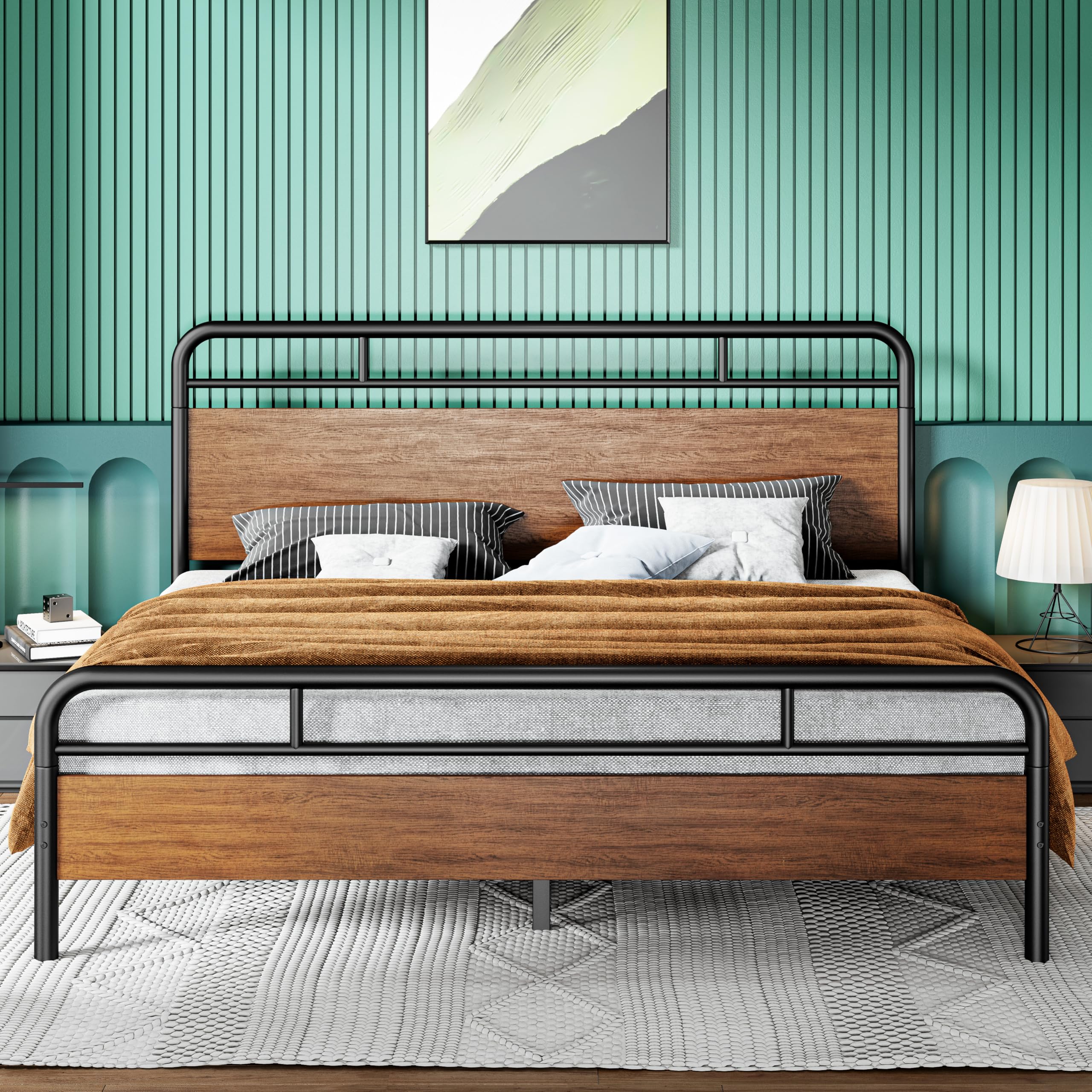 Snapklik.com : HOOMIC Metal Platform Bed Frame King Size