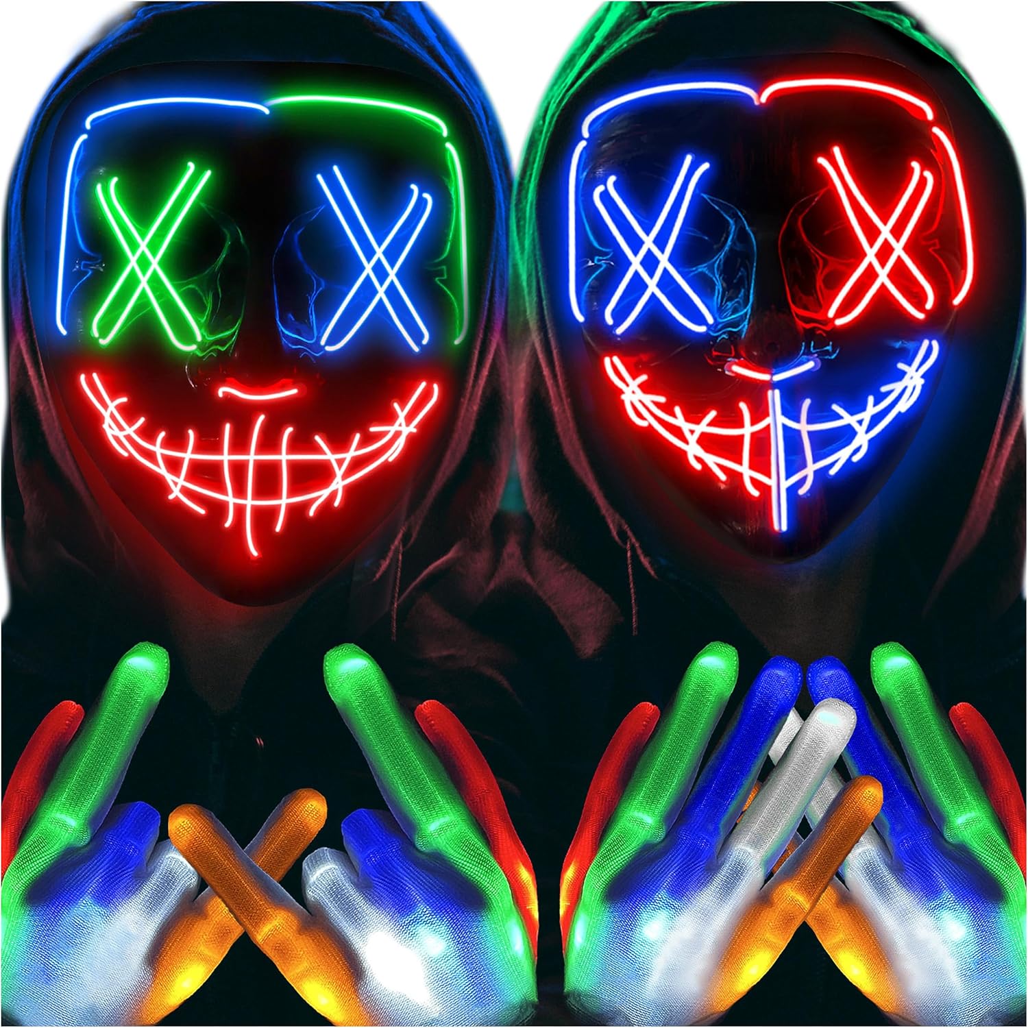 Amazon.com: Halloween Mask Skeleton Gloves Set, Halloween Costumes ...