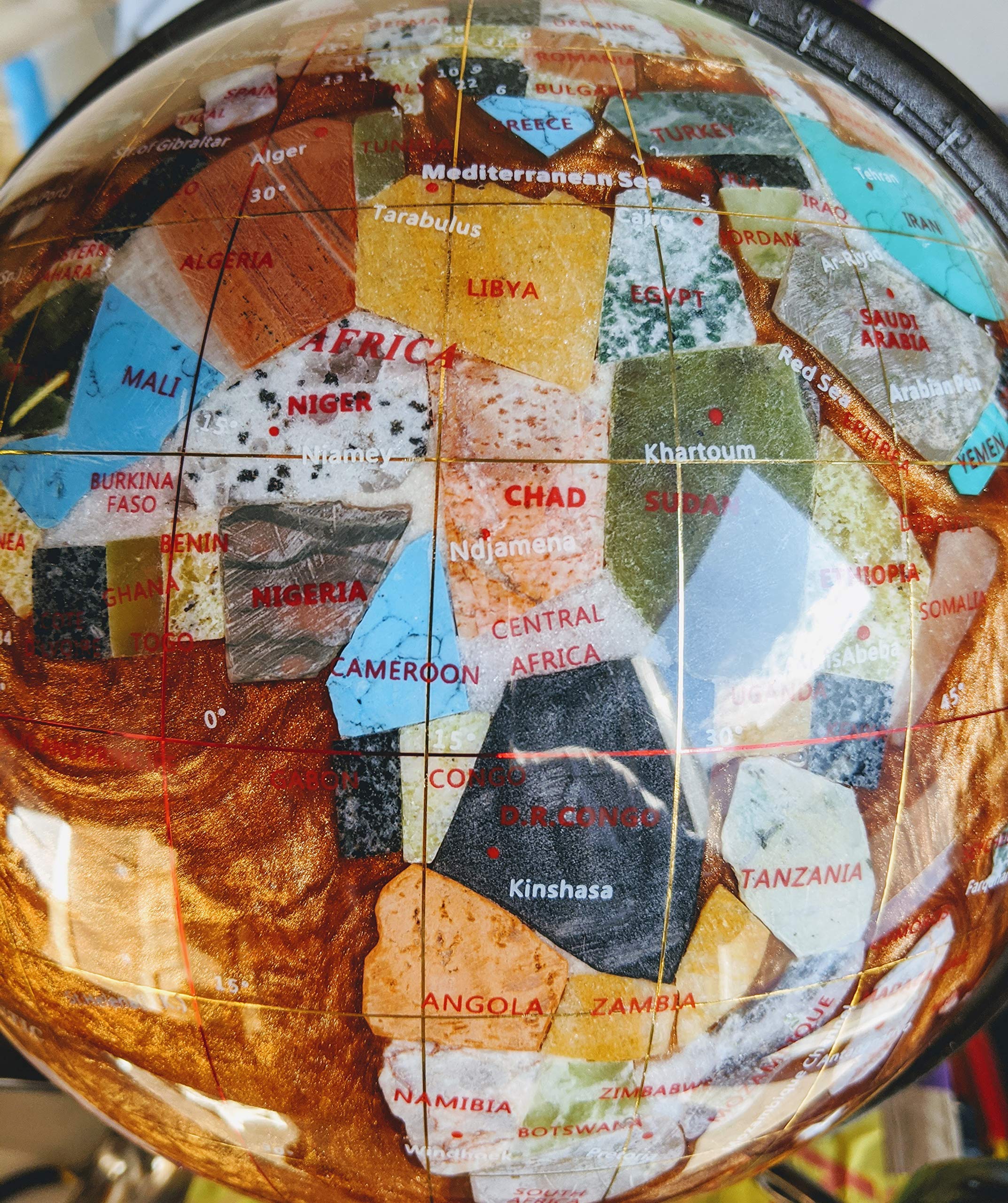 Buy Unique Art Since 1996 14" Tall Amber Pearl Gold Stand Gem Gemstone ...