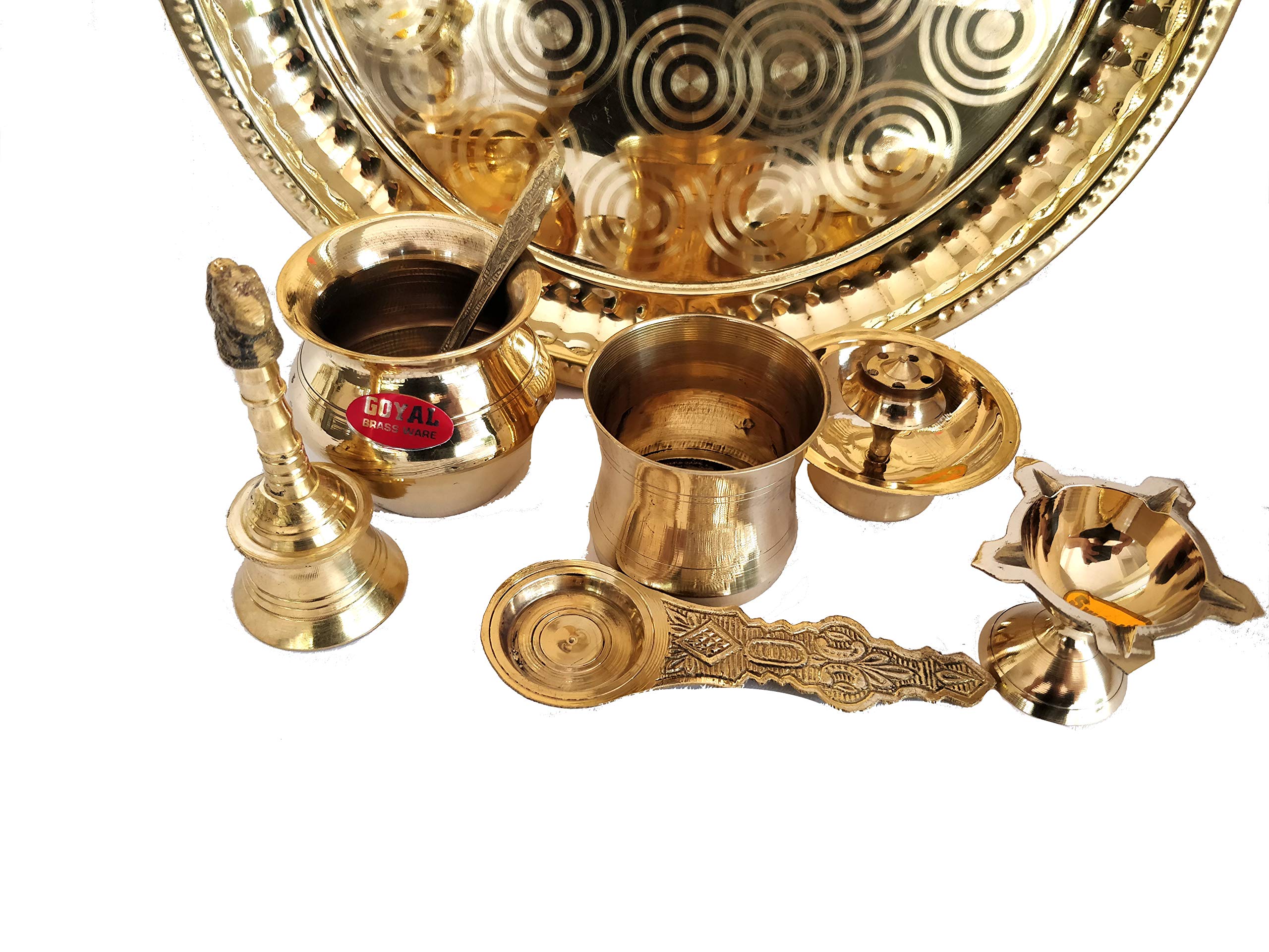 Spillbox Traditional Handcrafted Brass Pooja Thali/Aarti Bartan Plate ...