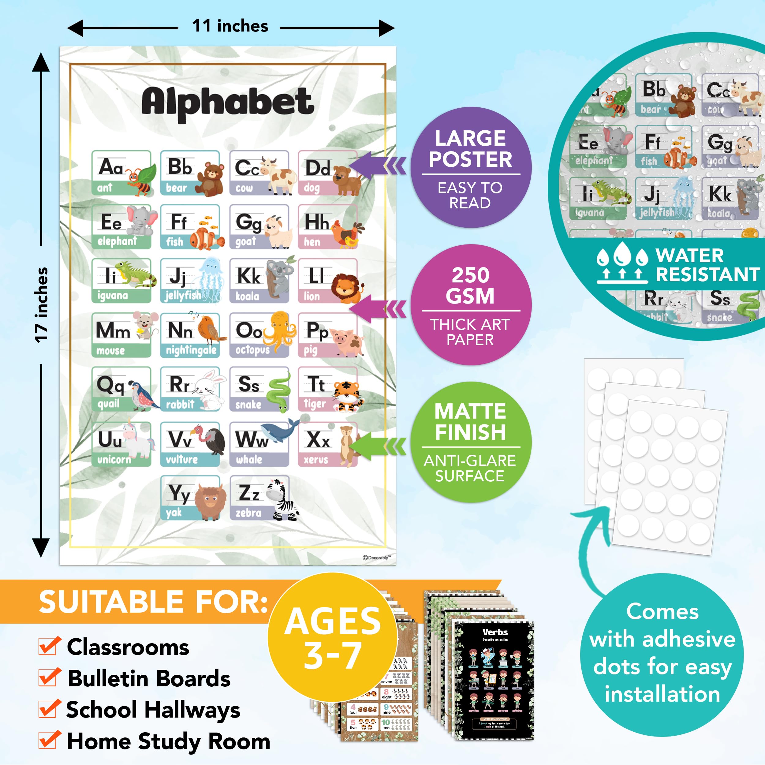 Snapklik.com : Decorably 20 Farmhouse Preschool Posters For Toddlers ...