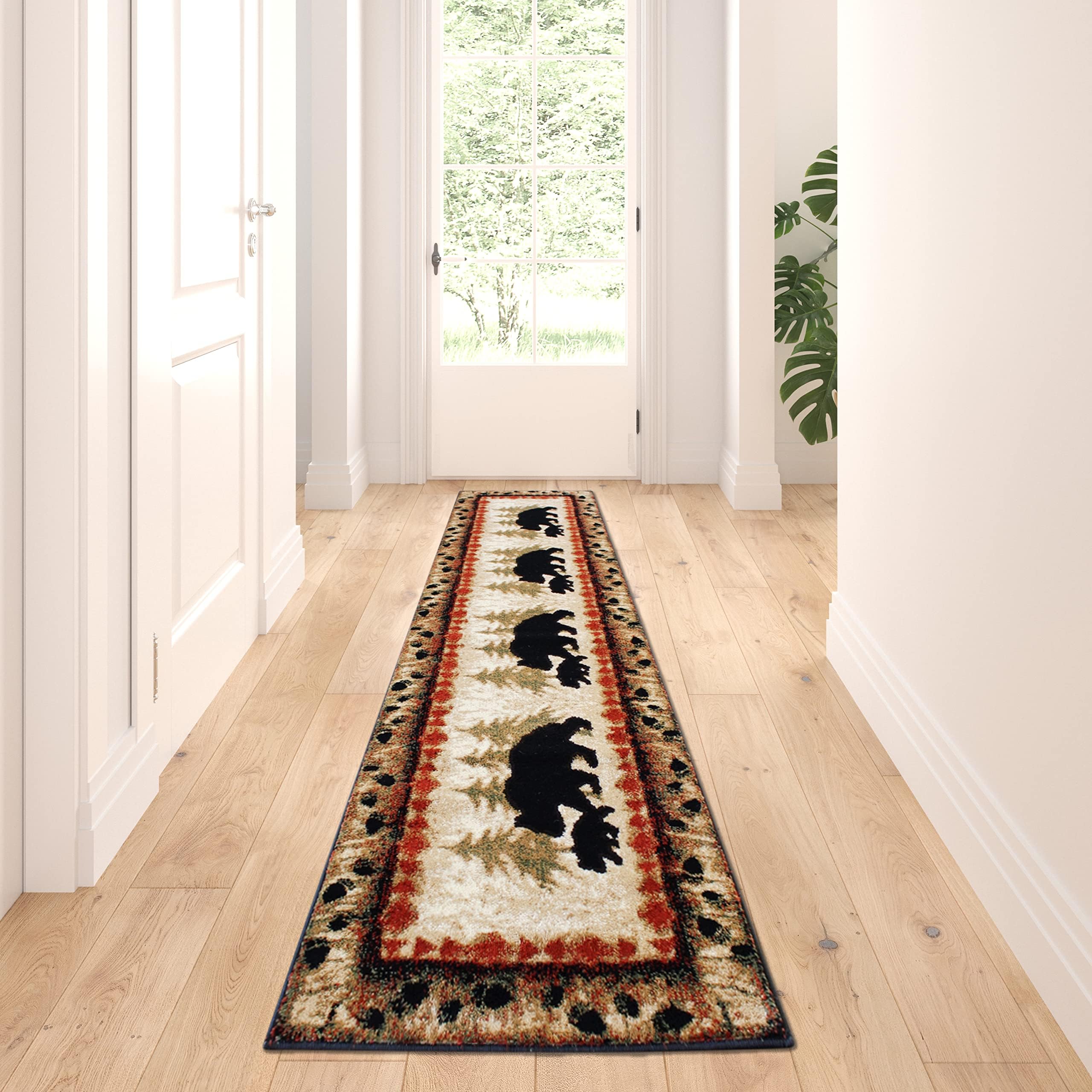 Amazon.com: Masada Rugs, Cabin Lodge Area Rug Bear and Cub Scene (2 ...