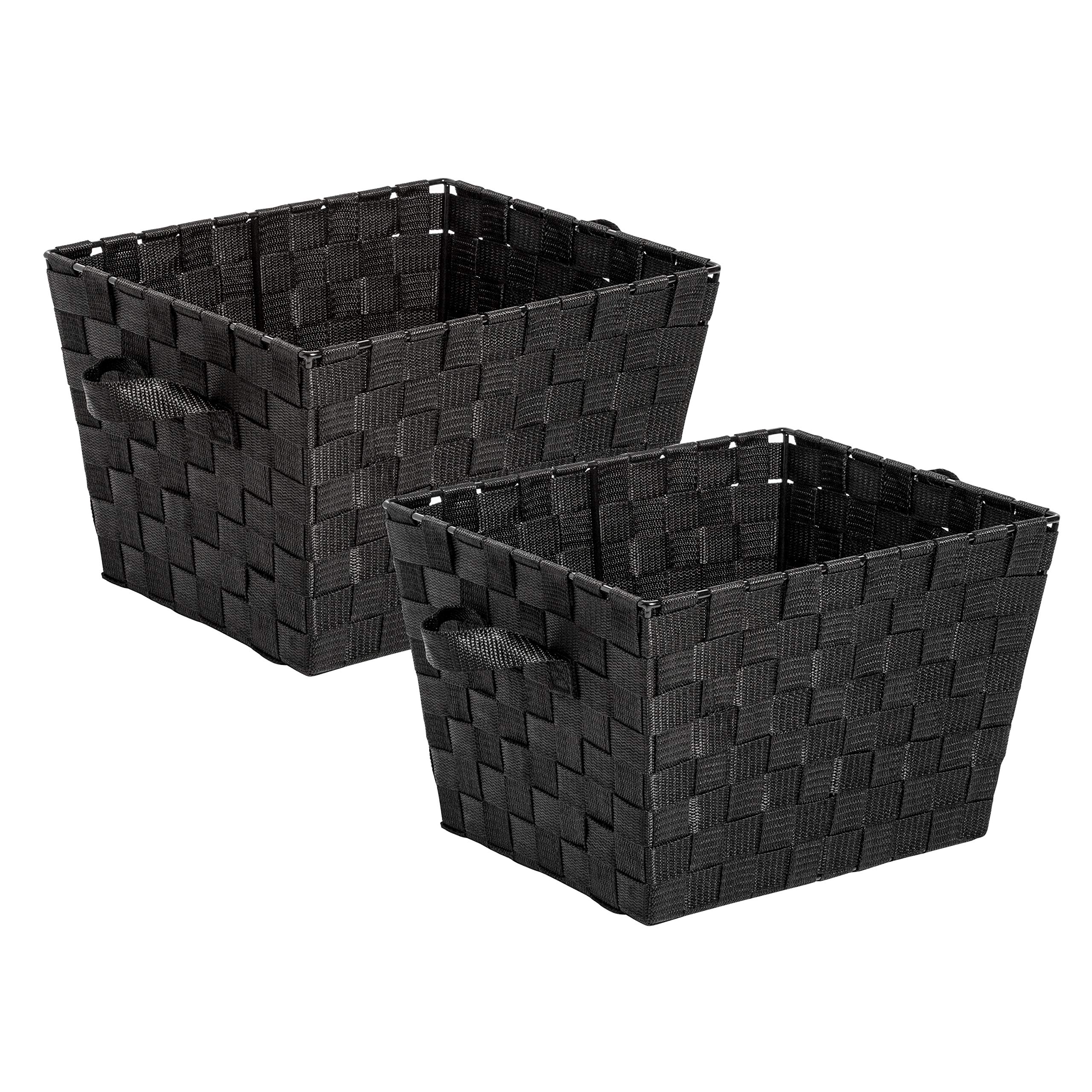 Amazon.com: Two Woven Storage Baskets with Handles, Tote Decorative ...