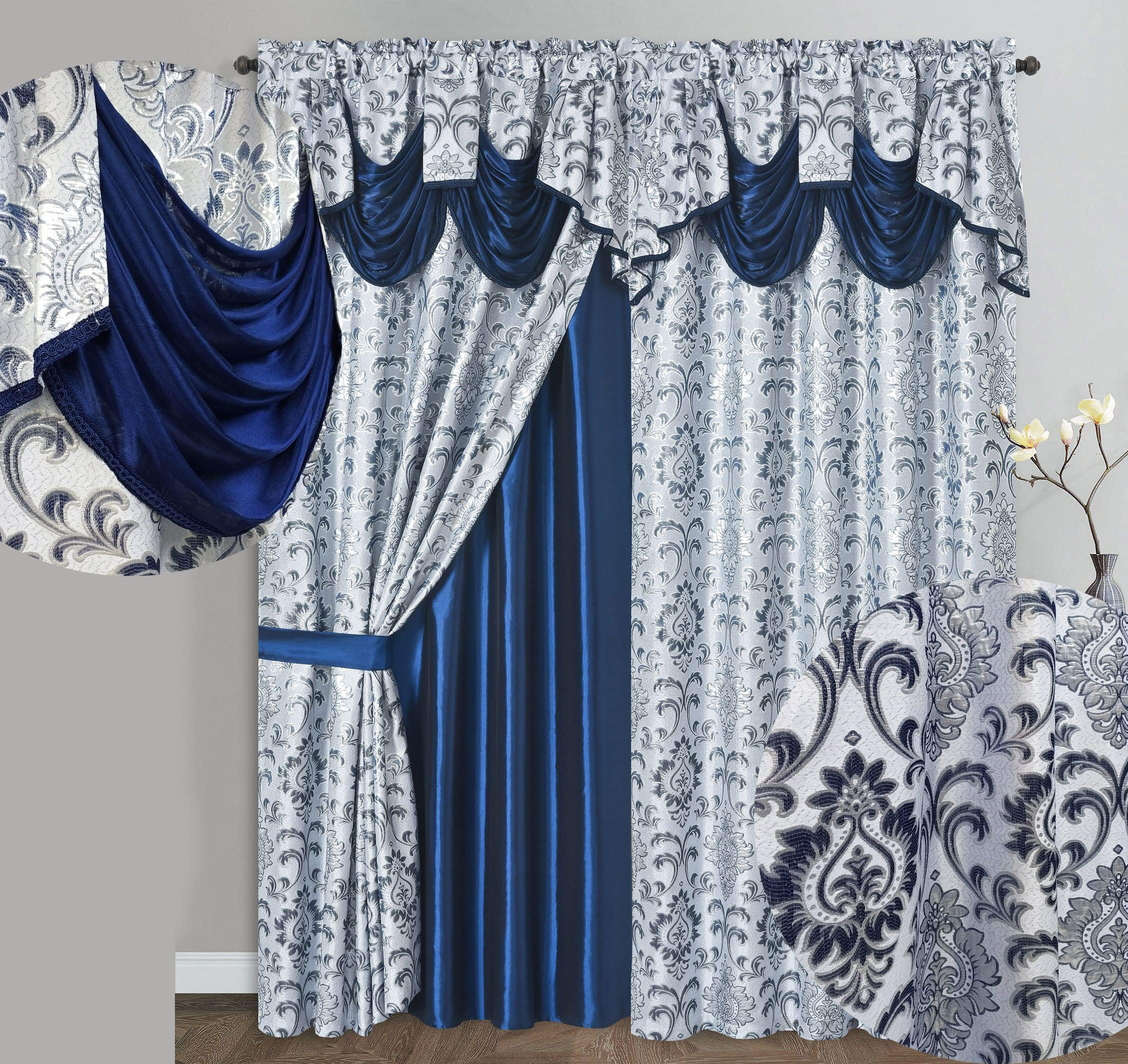Amazon.com: All American Collection 4 Piece Drape Set 63" Length ...