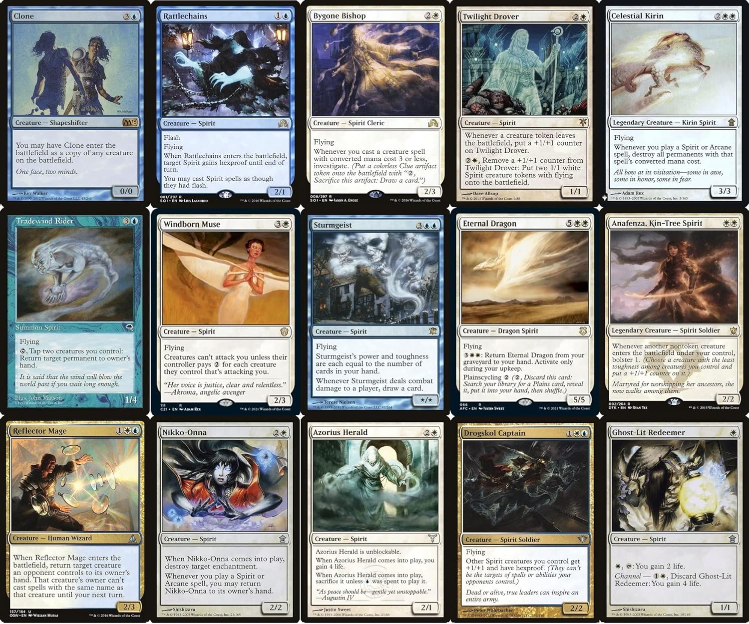 Baraja Spirit Commander AzulBlanca – Hecho a medida – Elite – MTG – EDH – 100 cartas – Yaxa Colombia