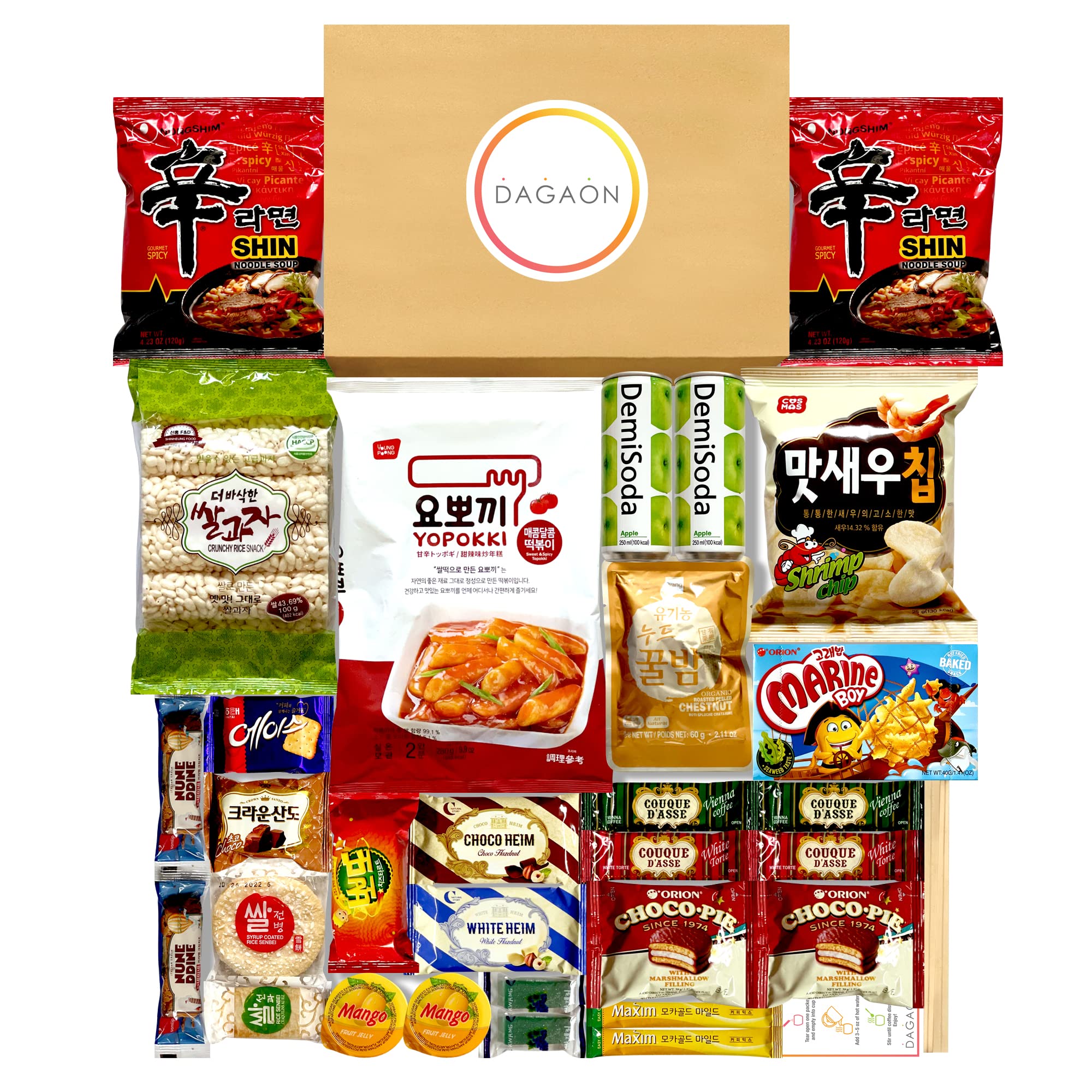 Buy Dagaon Double Double Korean Snack Box 30 Count - Korean Foods and ...