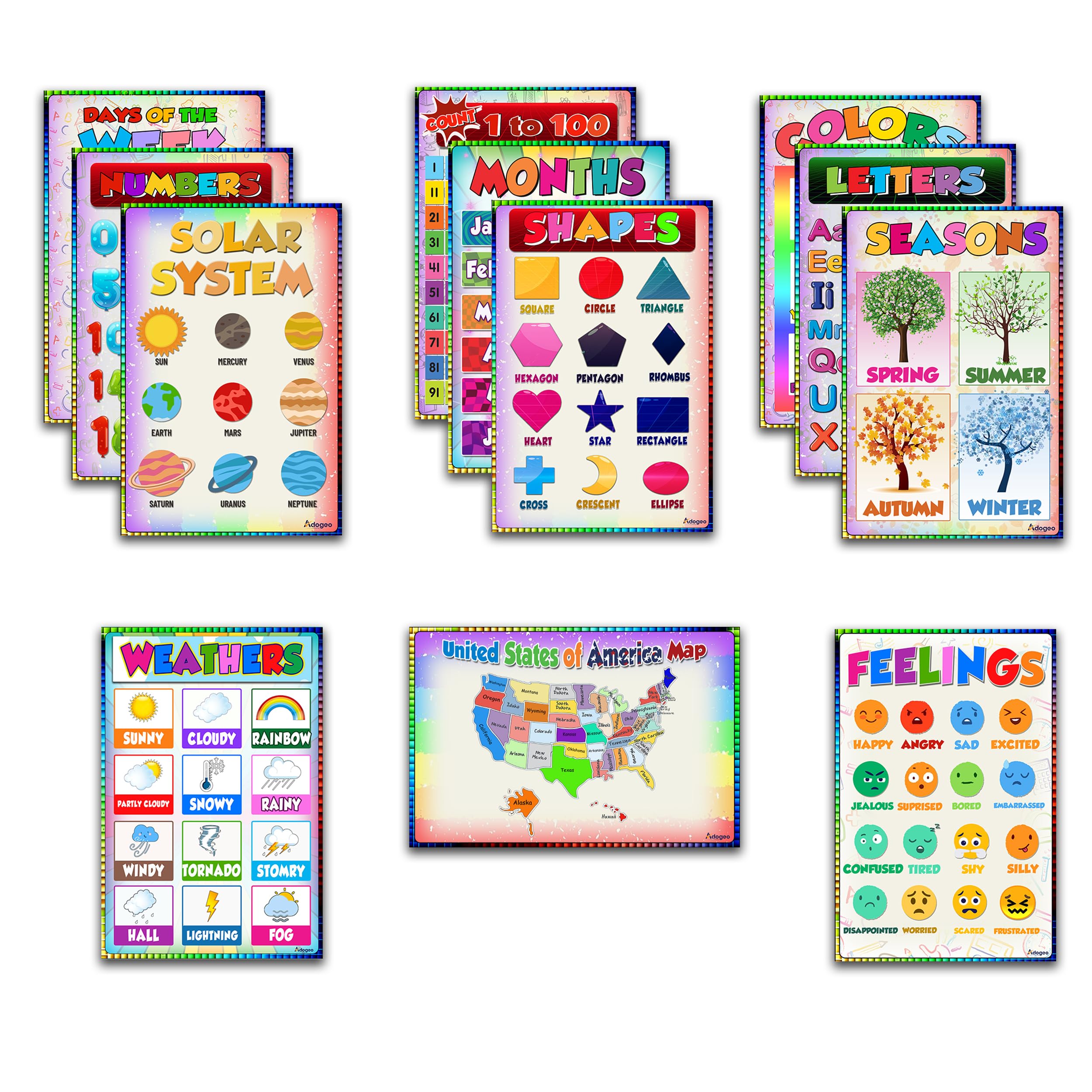 Snapklik.com : Set Of 12 Educational Posters For Preschoolers ...