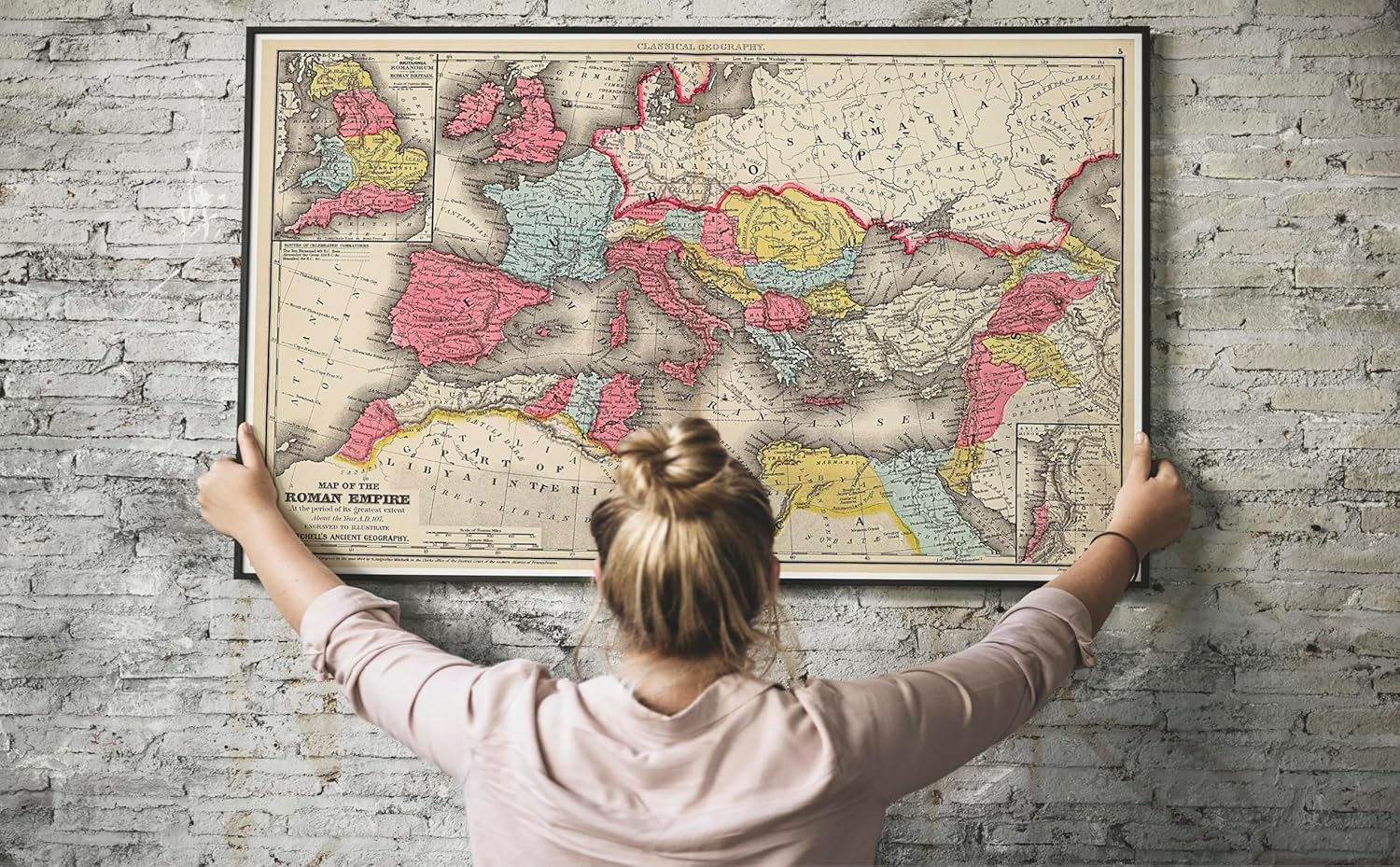 1875 Roman Empire Map Wall Decor - Gifts For Men Women Teachers - Roman ...